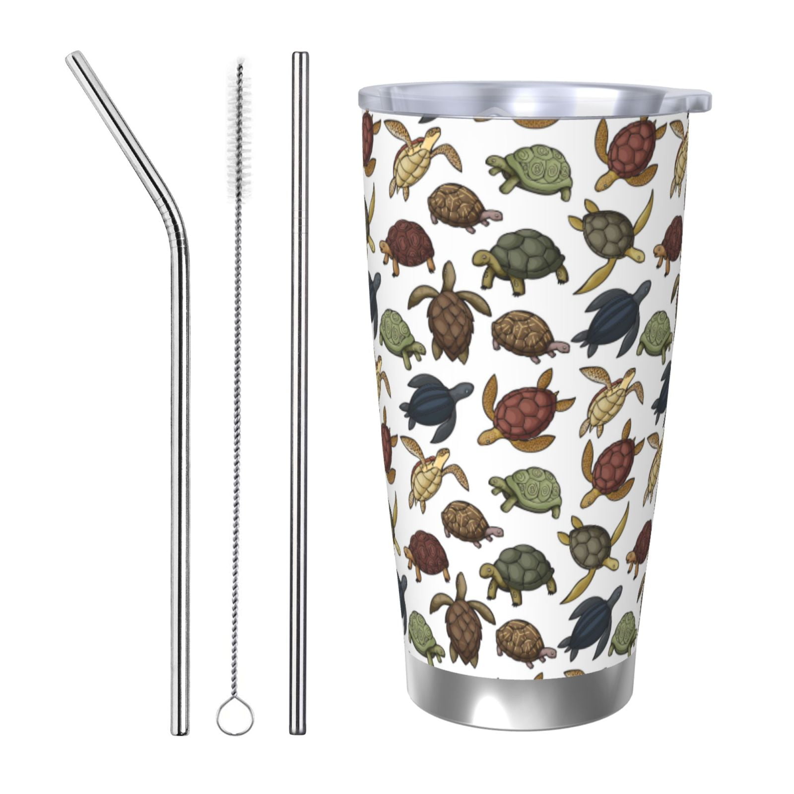 Daiia Various Turtle Printed 20oz Insulated Coffee Cup with Straw ...