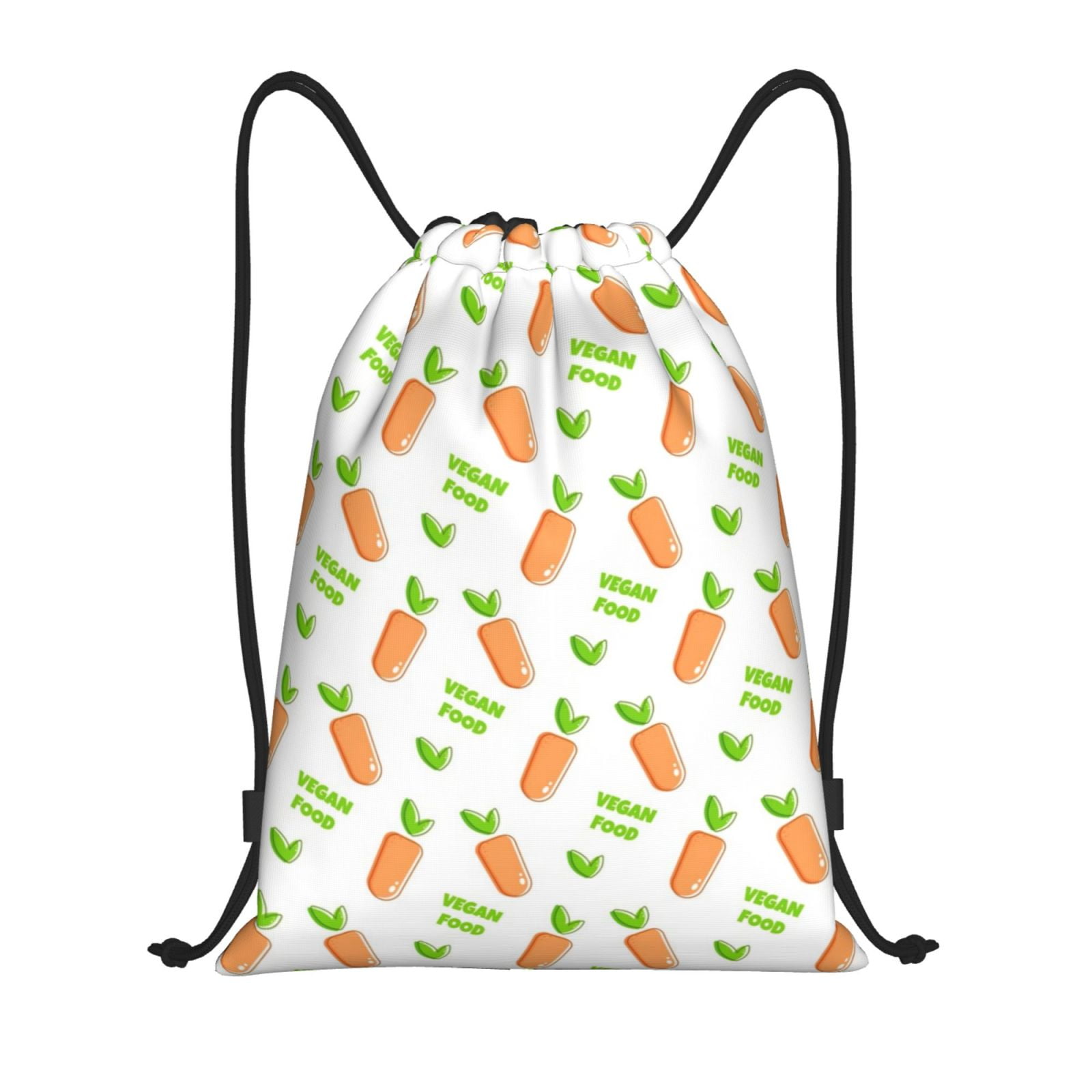 Daiia Vegan Fruit Carrot Pattern Drawstring Backpack, Gym Bag ...