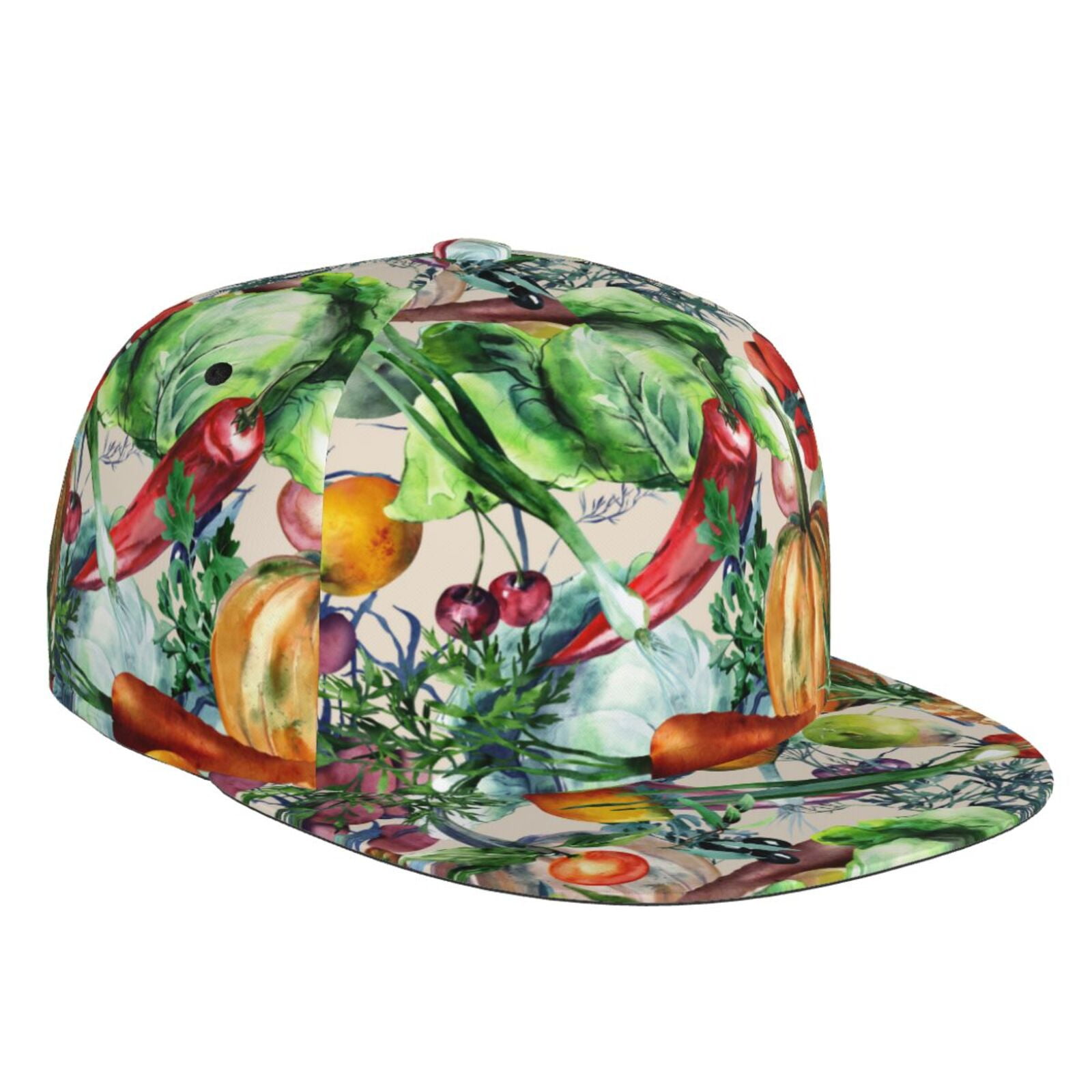 Daiia Vegan1 print Flat Bill Hats Flat Brim Trucker Cap Baseball Cap ...