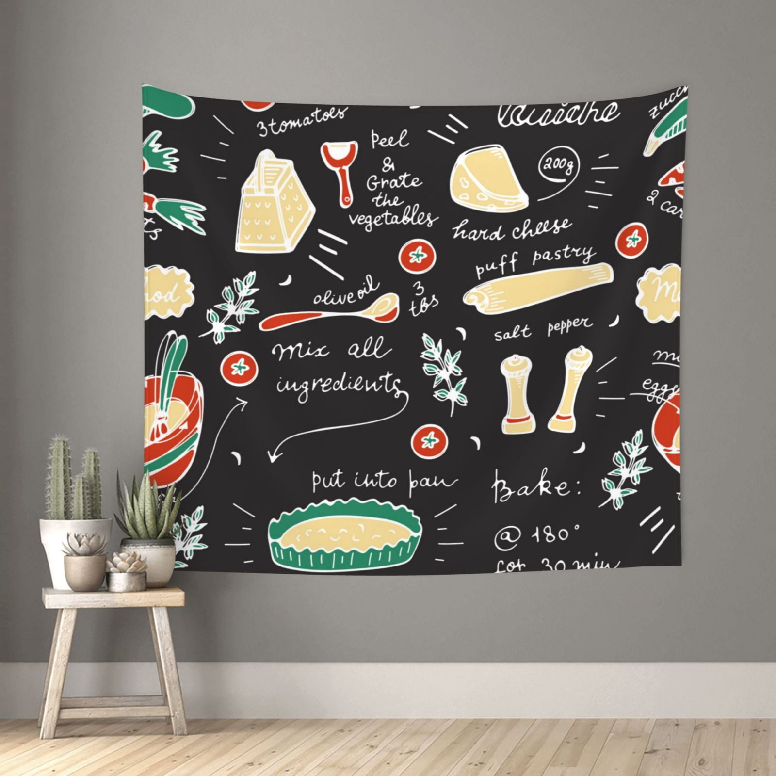 Daiia Vegetable Quiche Pattern Tapestry 60x51 Inches Wall Hanging ...