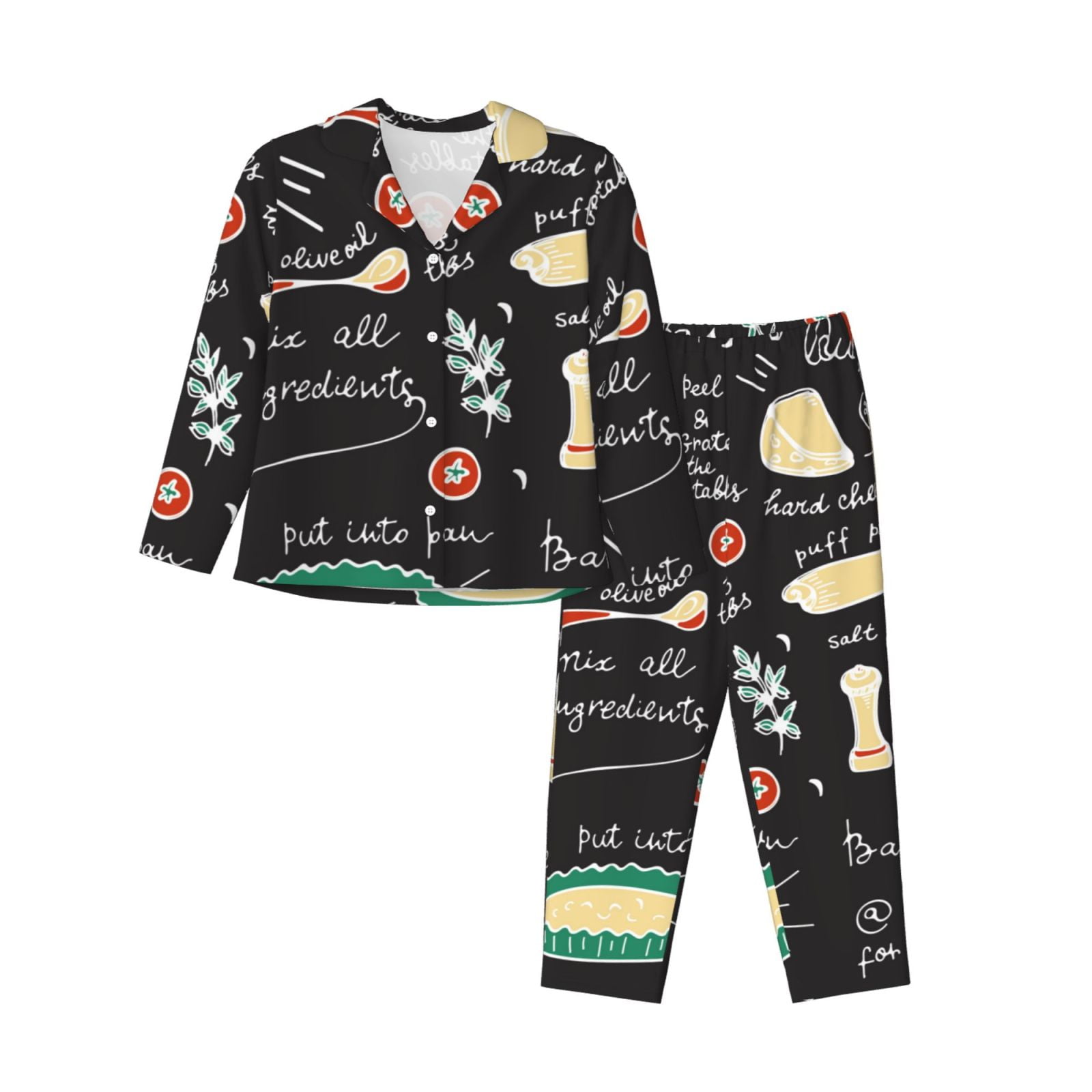 Daiia Vegetable Quiche for Women's Long-Sleeved Pajama Set – Soft ...