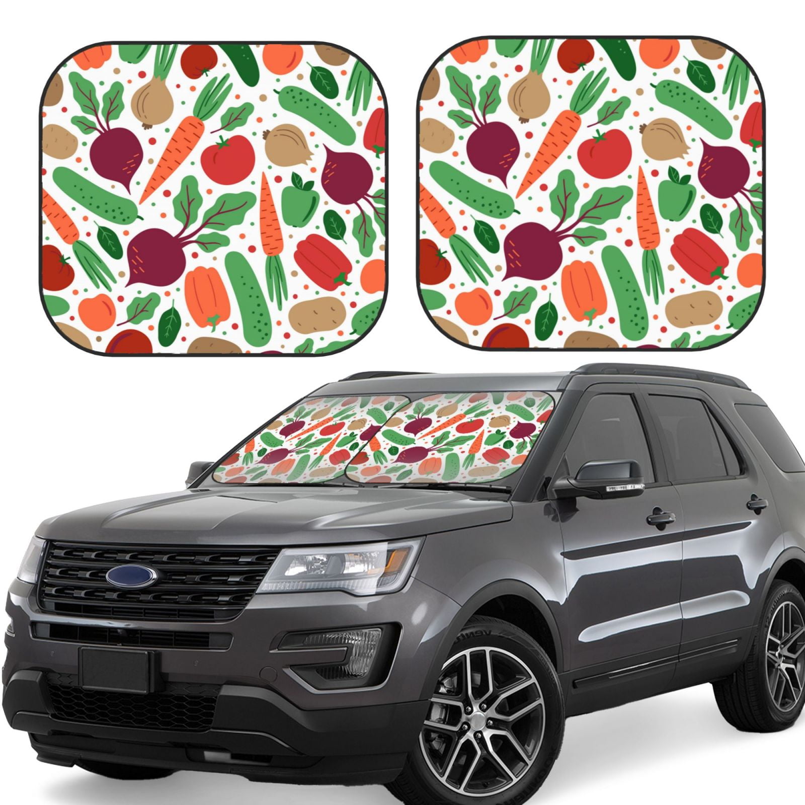 Daiia Vegetables Windshield Sun Shade 2 Pack Foldable Car Front Window ...