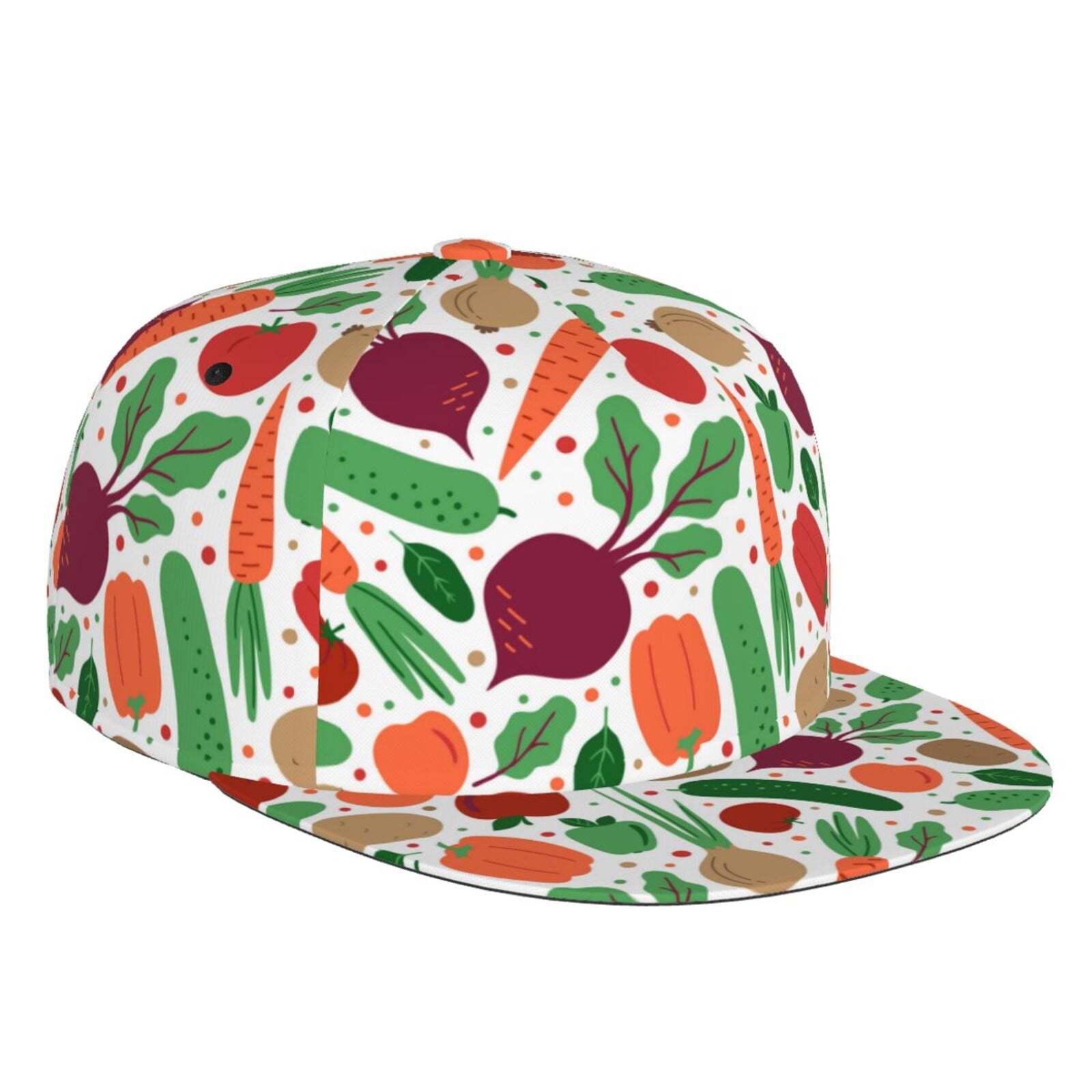 Daiia Vegetables print Flat Bill Hats Flat Brim Trucker Cap Baseball ...