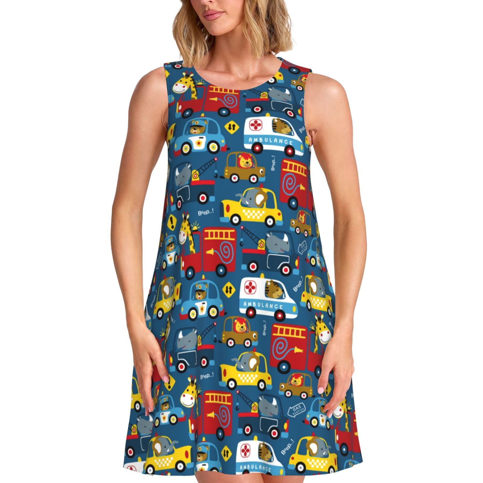 Daiia Vehicles Cartoon with Funny Drivers,Animal Drivers Print Women's ...