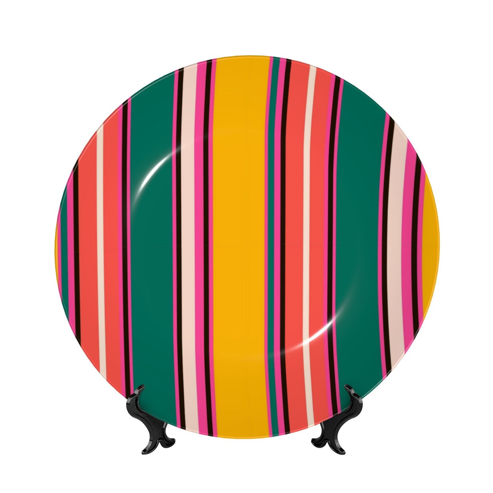 Daiia Vertical Stripes Printed Pattern Ceramic Plate Dinner Plates Bone ...