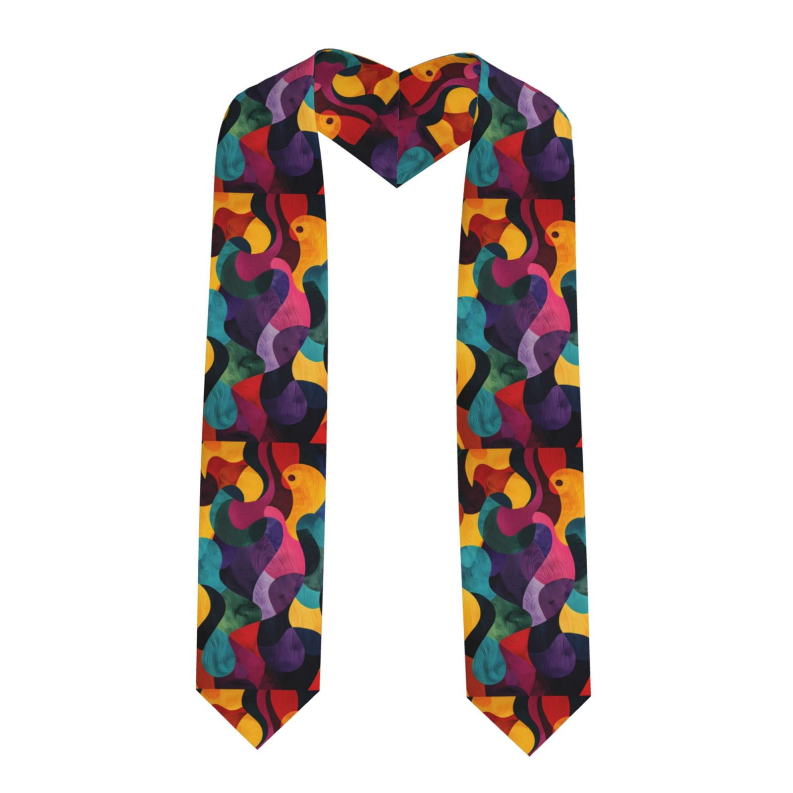 Daiia Vibrant Abstract Flow Pattern Graduation Shawl Stole – Satin ...