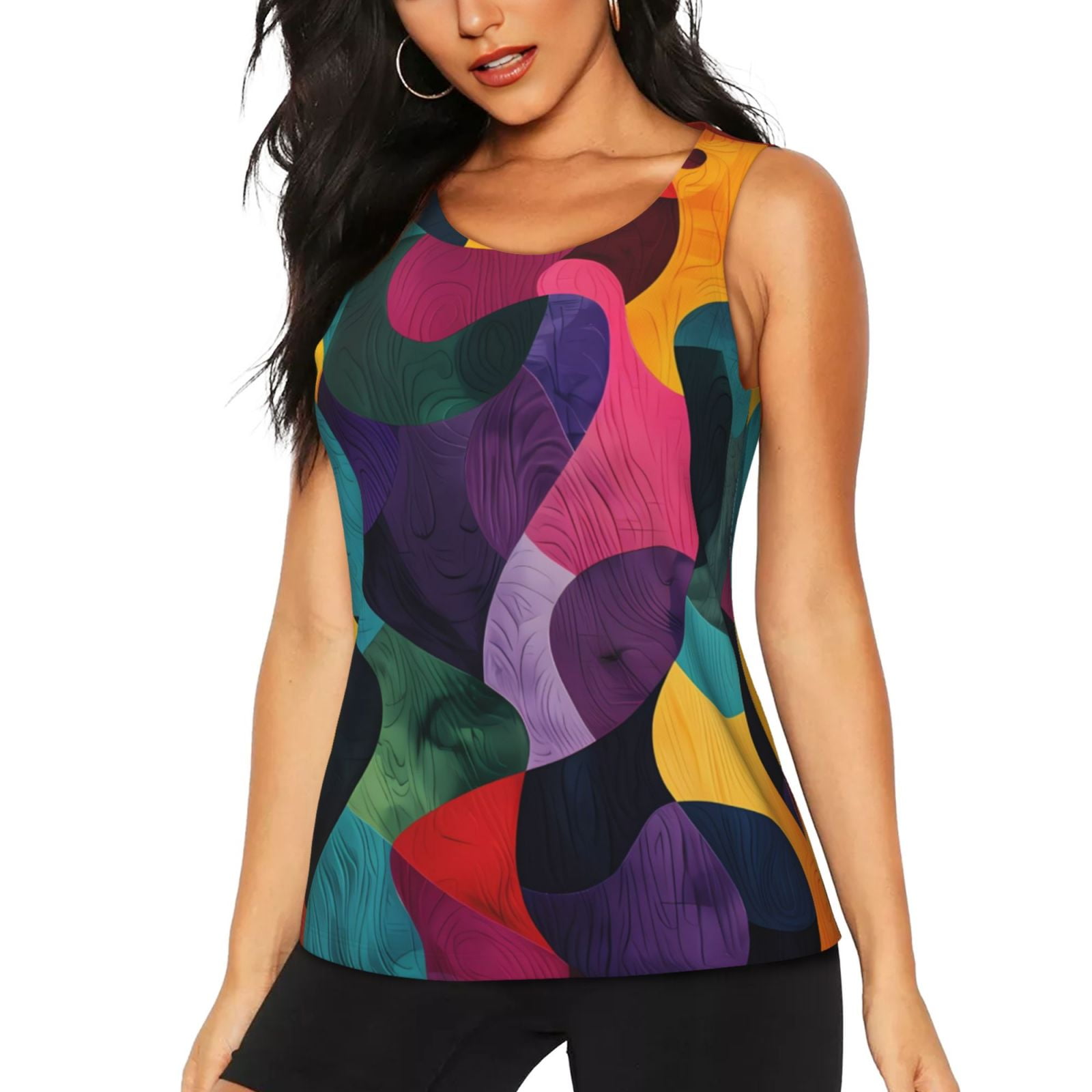 Daiia Vibrant Abstract Flow Printed Womens Workout Tops for Women Quick ...