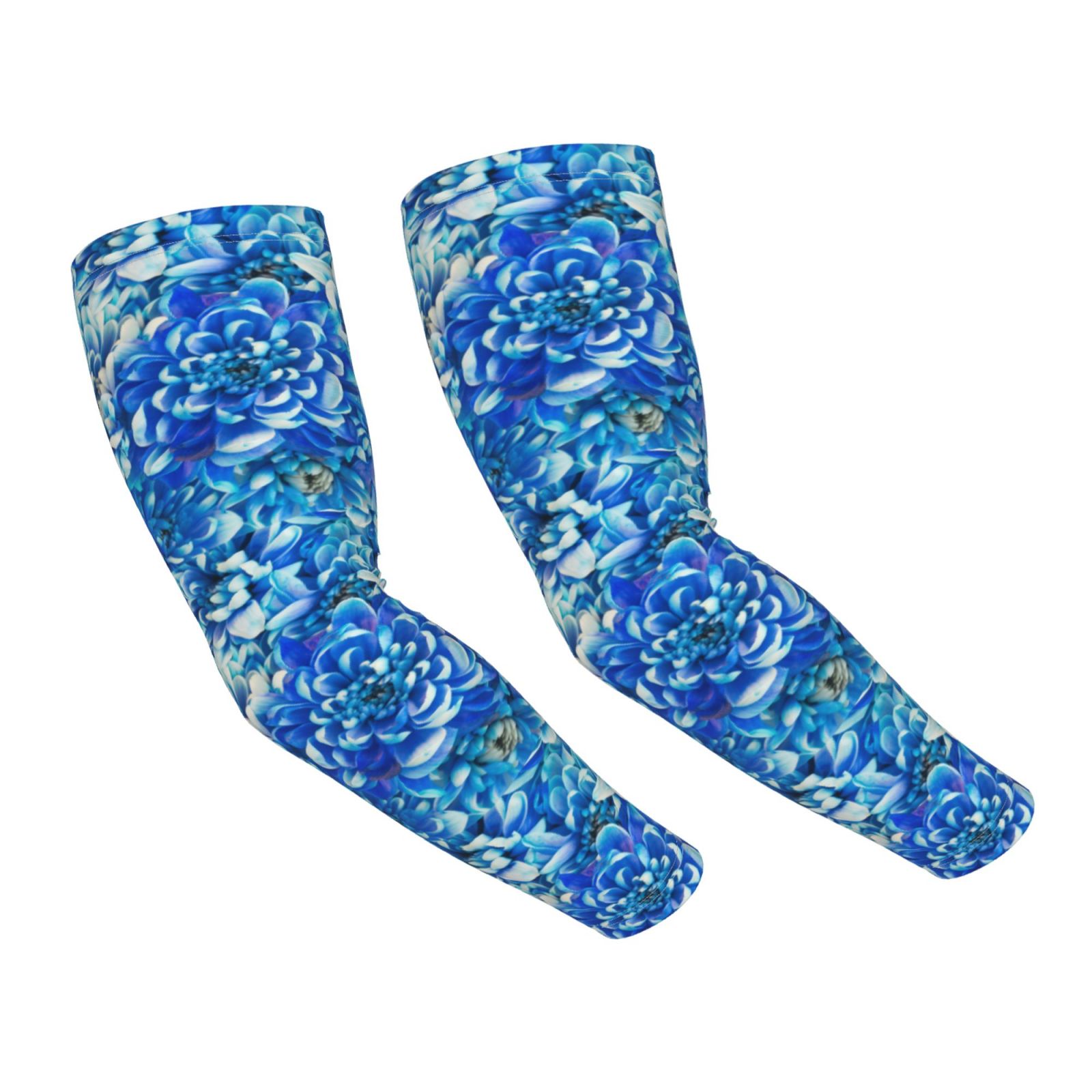 Daiia Vibrant Blue Floral UV Sun Protection Arm Sleeves - Cooling ...
