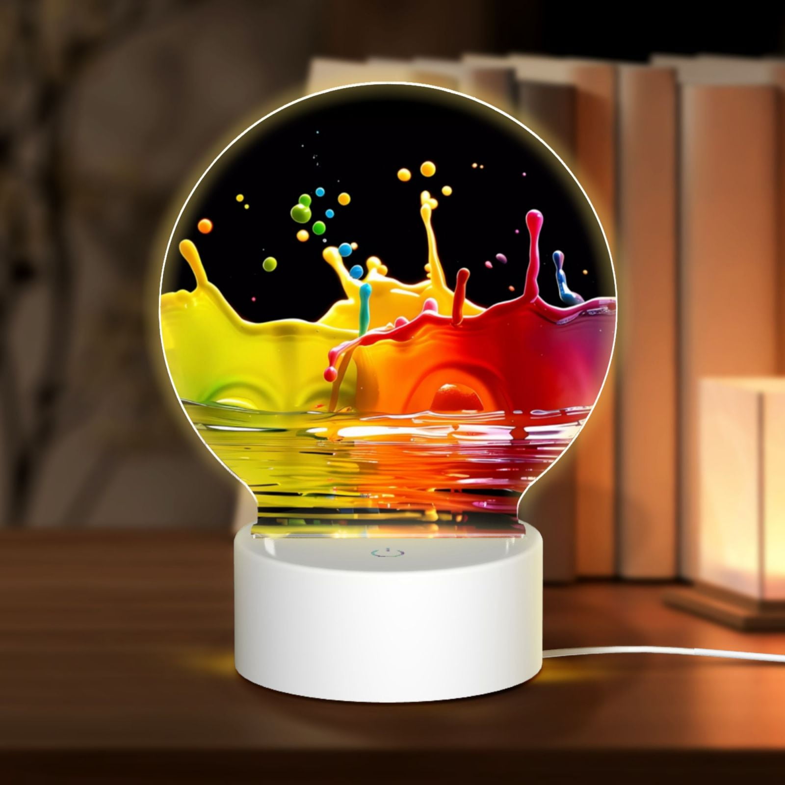 Daiia Vibrant Color Splash Pattern Acrylic Night Light, LED Touch Light ...