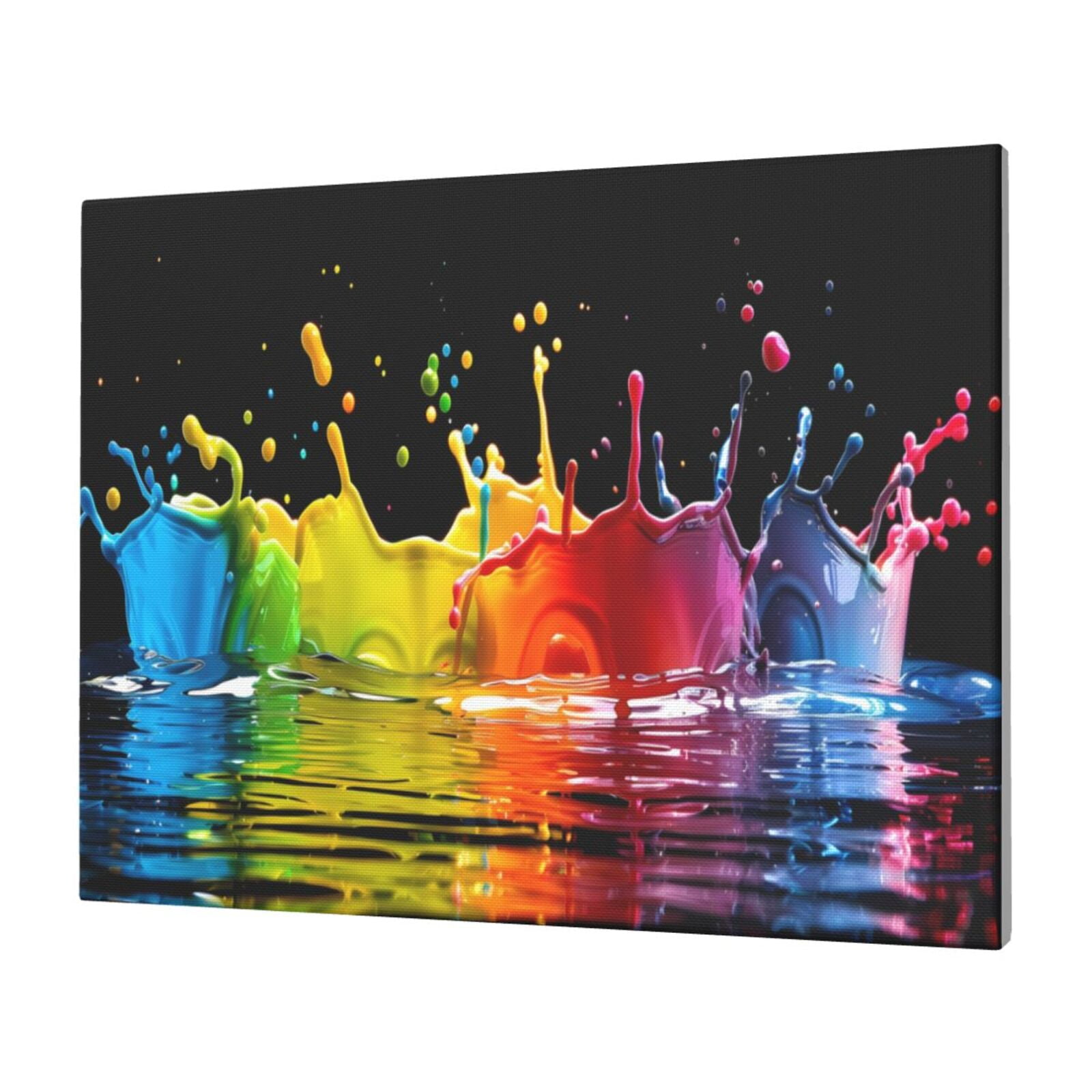 Daiia Vibrant Color Splash Print Canvas Decorative Picture – 30x40in ...