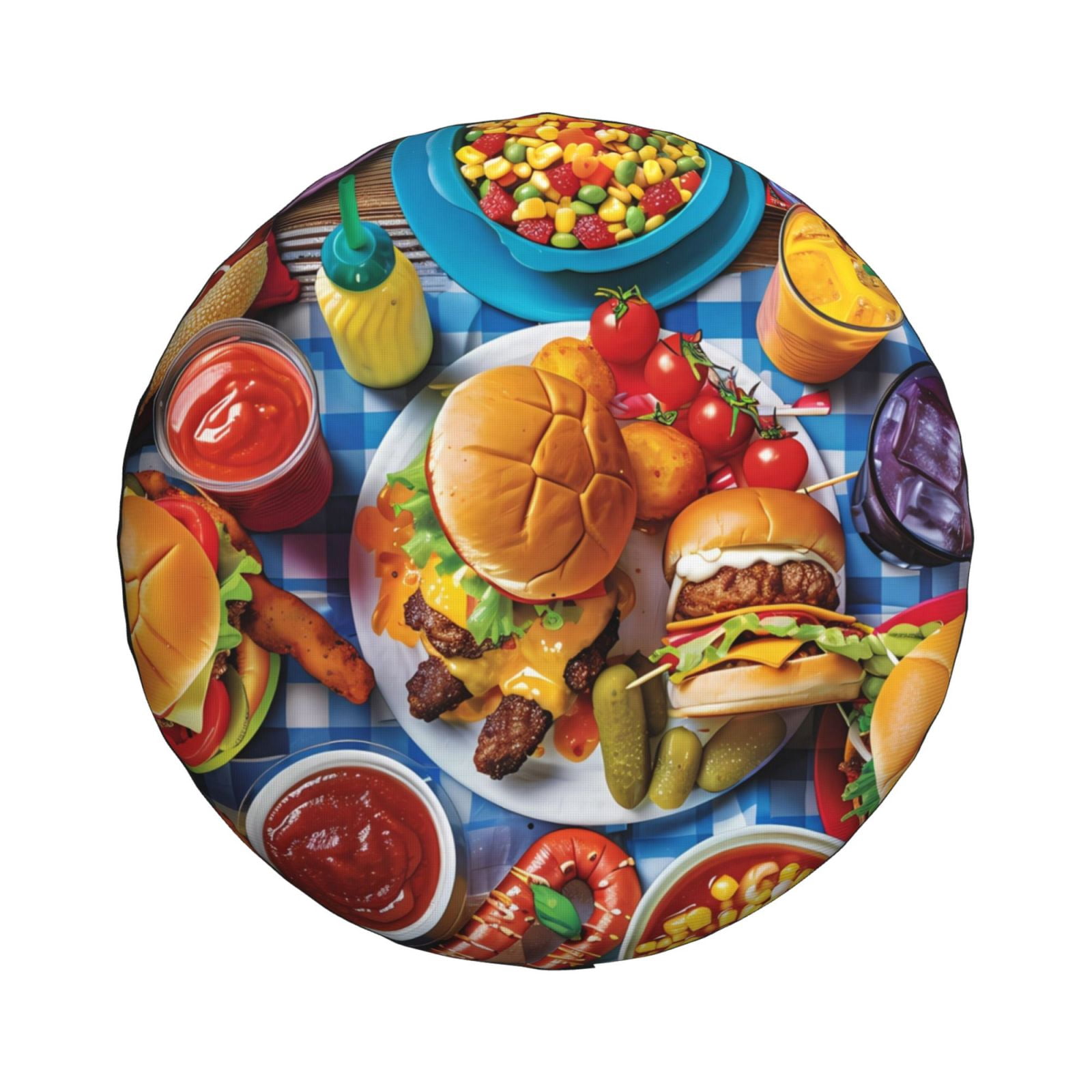 Daiia Vibrant Picnic Food Spread Tire Covers , Travel Trailer Camper ...