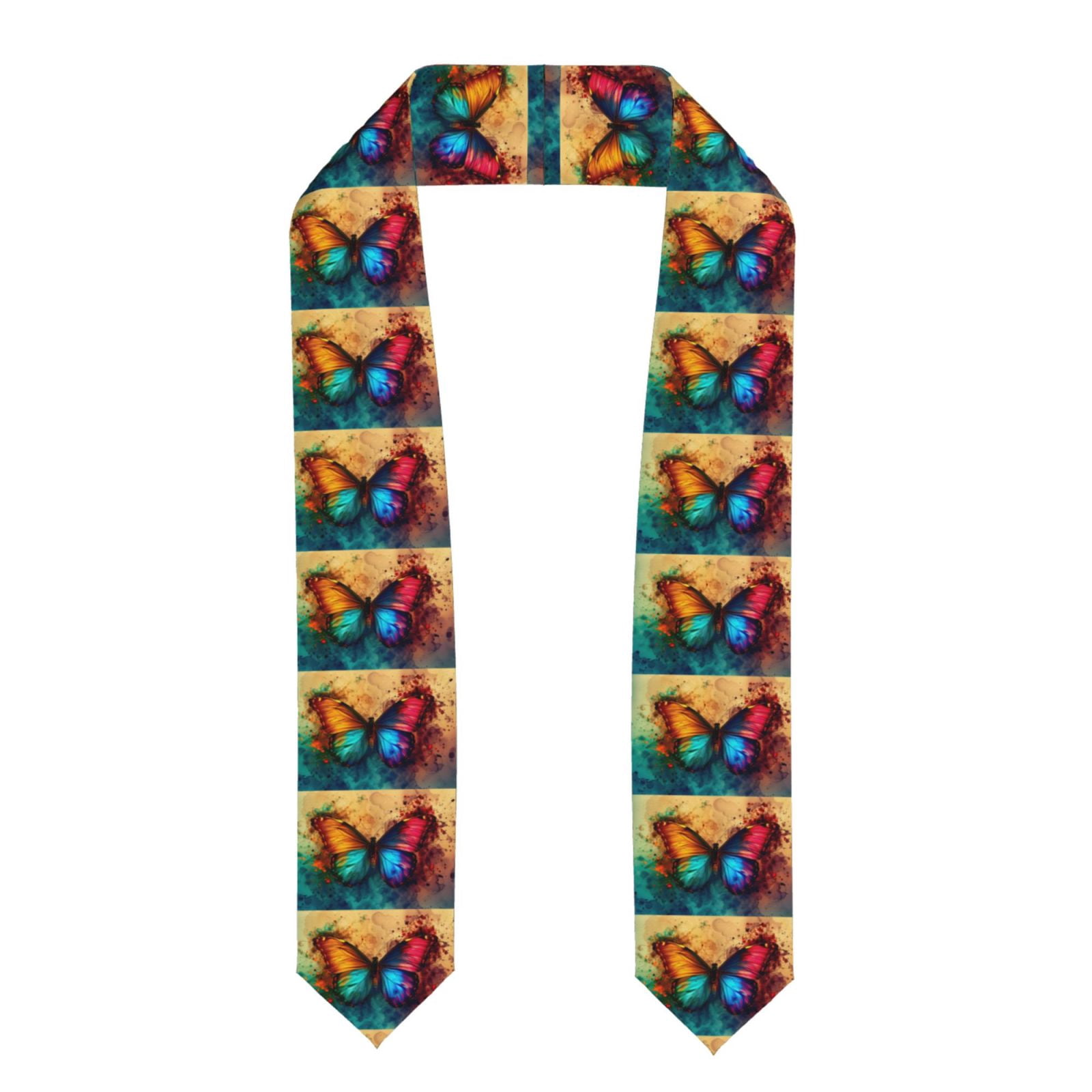 Daiia Vibrant Rainbow Butterfly A Pattern Graduation Shawl Stole ...