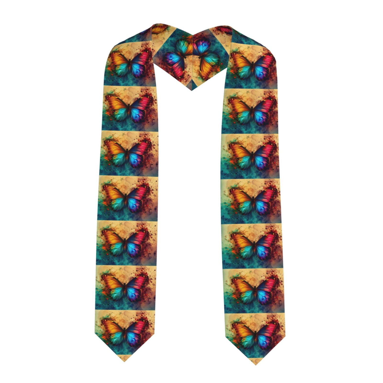 Daiia Vibrant Rainbow Butterfly A Pattern Graduation Shawl Stole ...