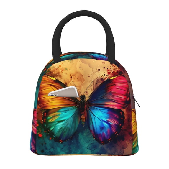 Daiia Vibrant Rainbow Butterfly A Pattern Lunch Bag , Insulated Lunch ...