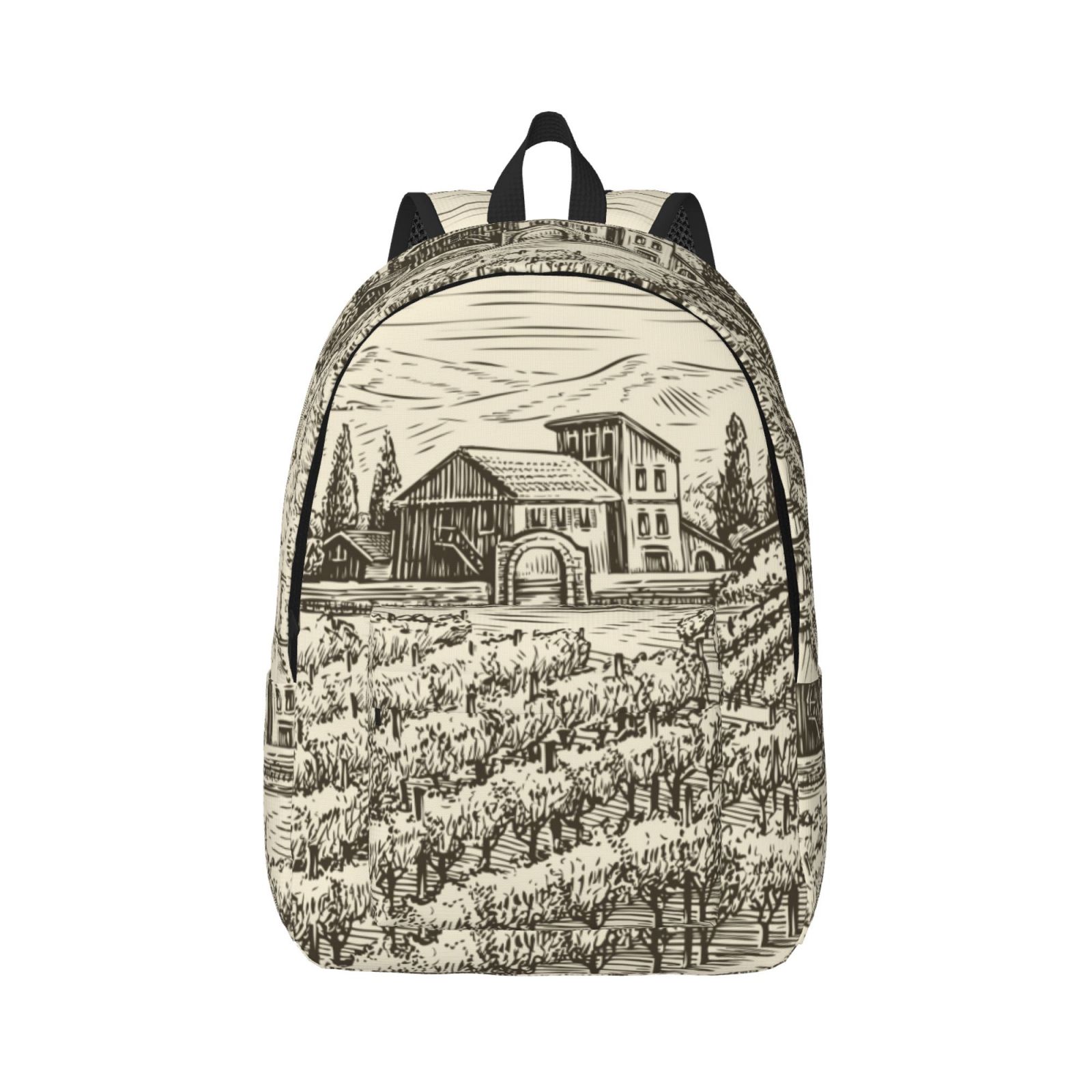 Daiia Vineyard Landscape Vintage Canvas Backpack for Men and Women ...
