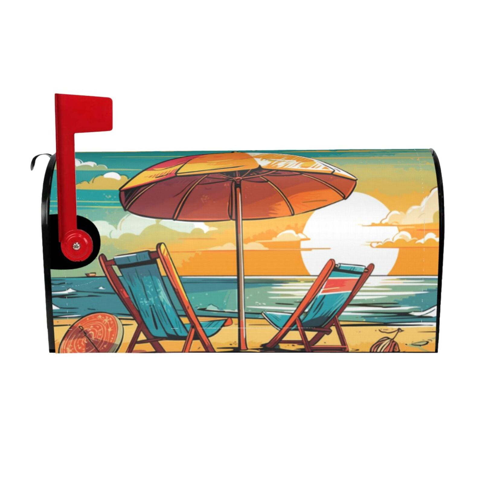 Daiia Vintage Beach Sunset Mailbox Cover , Magnetic Welcome Mailbox ...