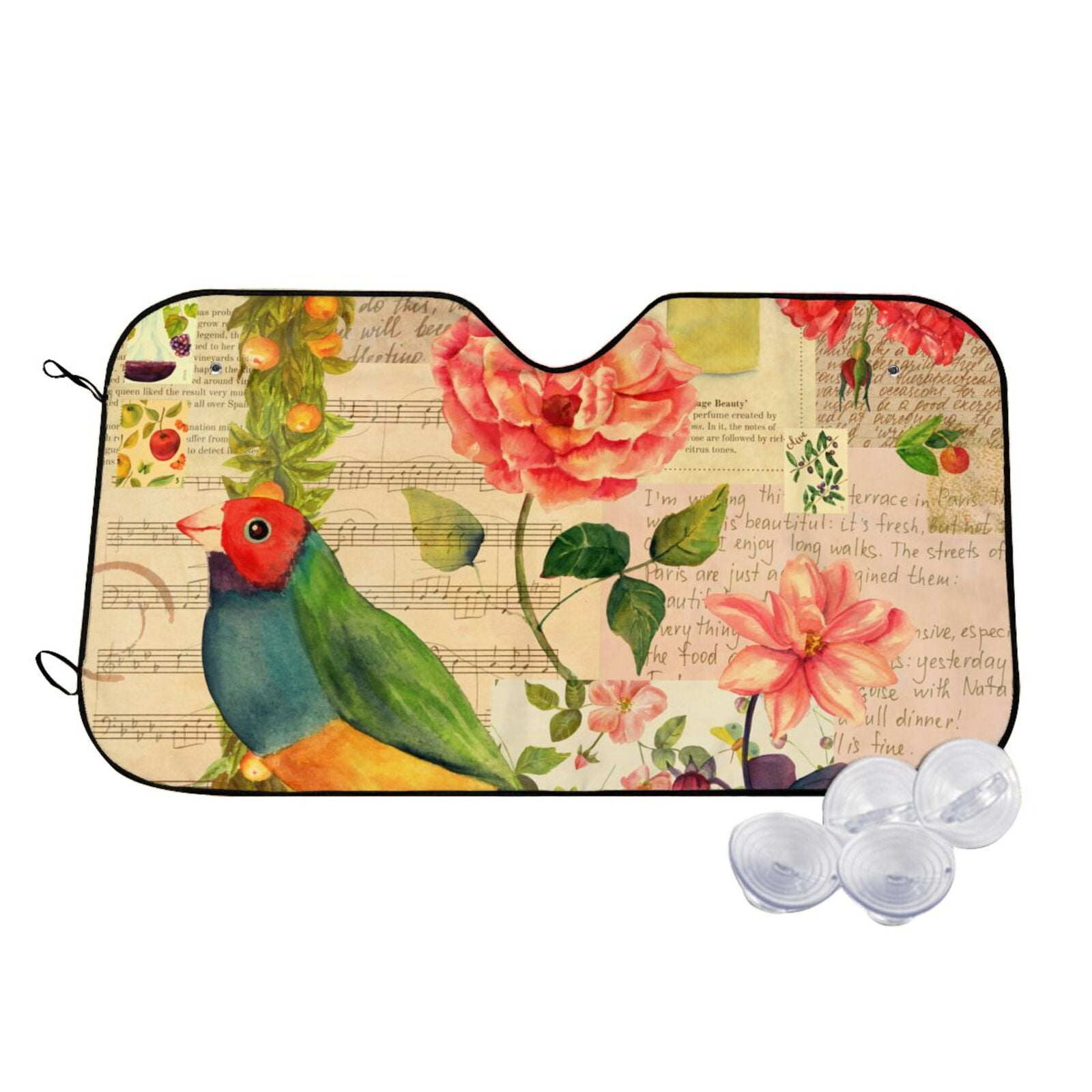 Daiia Vintage Bird Windshield Sun Shade for Car SUV Truck (Small ), Car ...