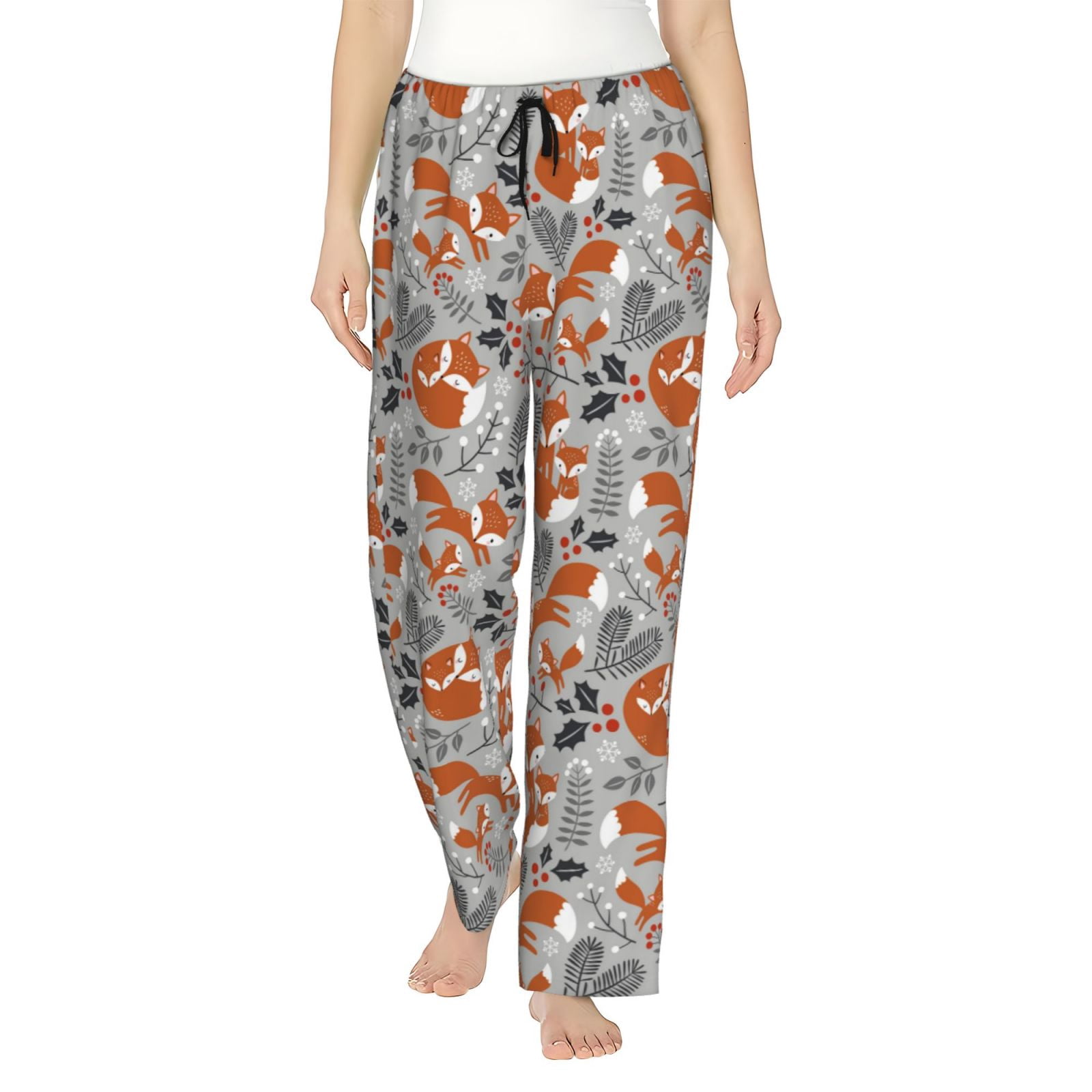 Daiia Vintage Blue Fox Family A Women's Sleep Pant with Pockets and ...