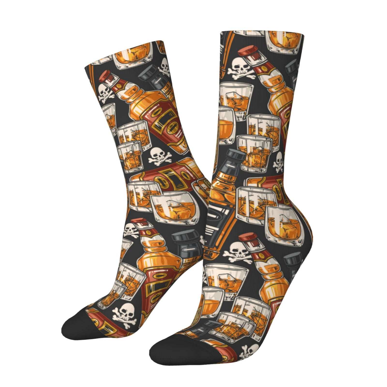 Daiia Vintage Bottles Print Crew Socks – Soft Breathable Long Socks for ...