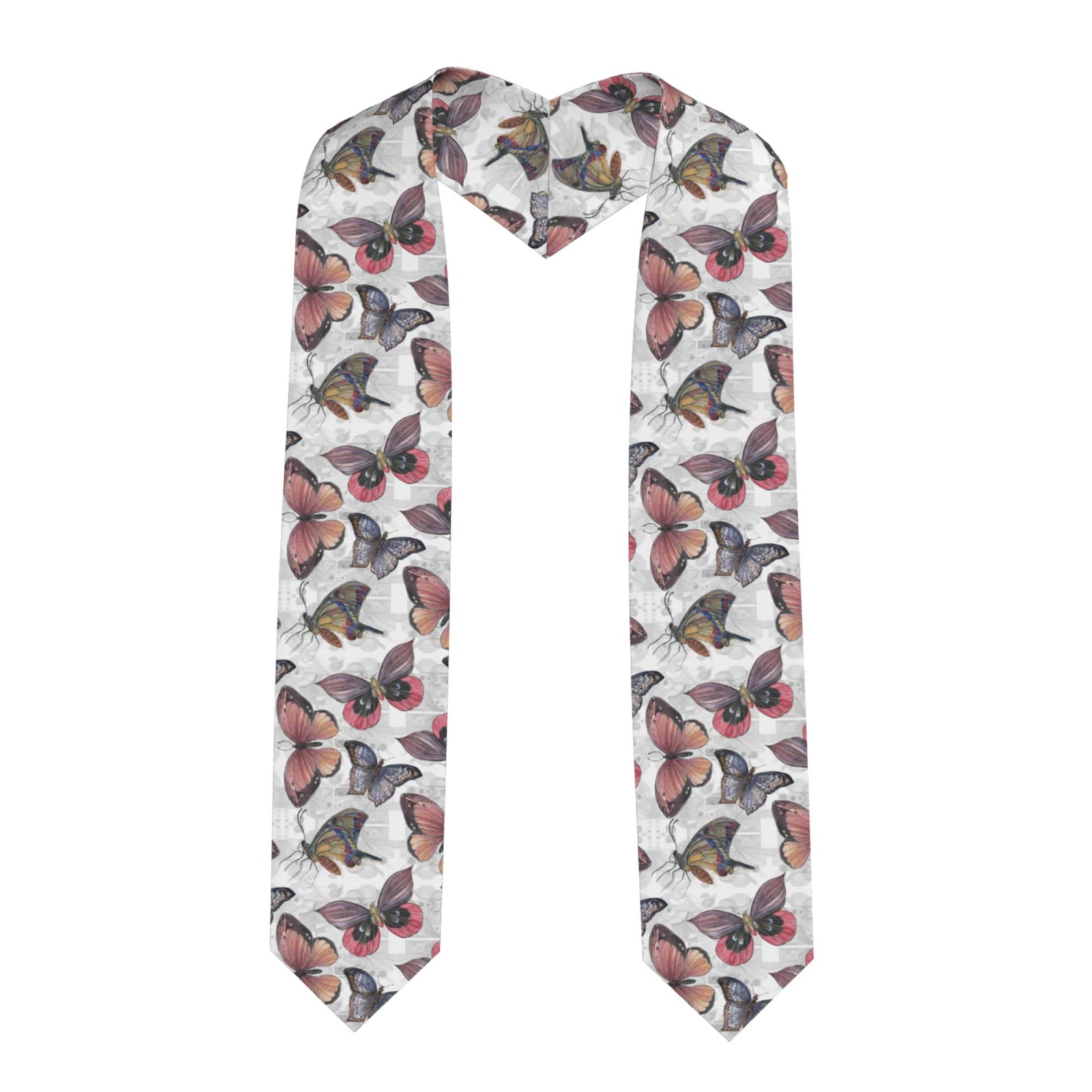 Daiia Vintage Butterflies Pattern Graduation Shawl Stole – Satin ...