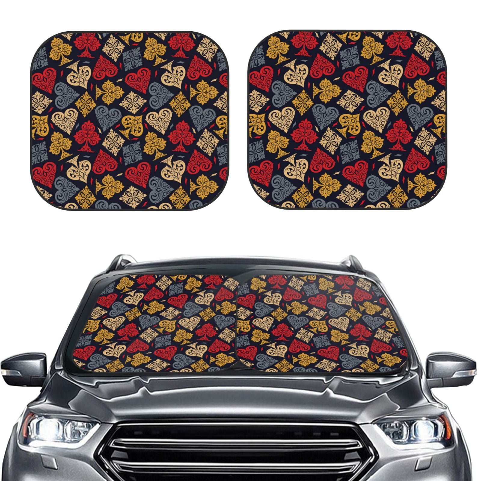 Daiia Vintage Card 2PCS Car Windshield Sun Shade, Foldable Sun Shield ...