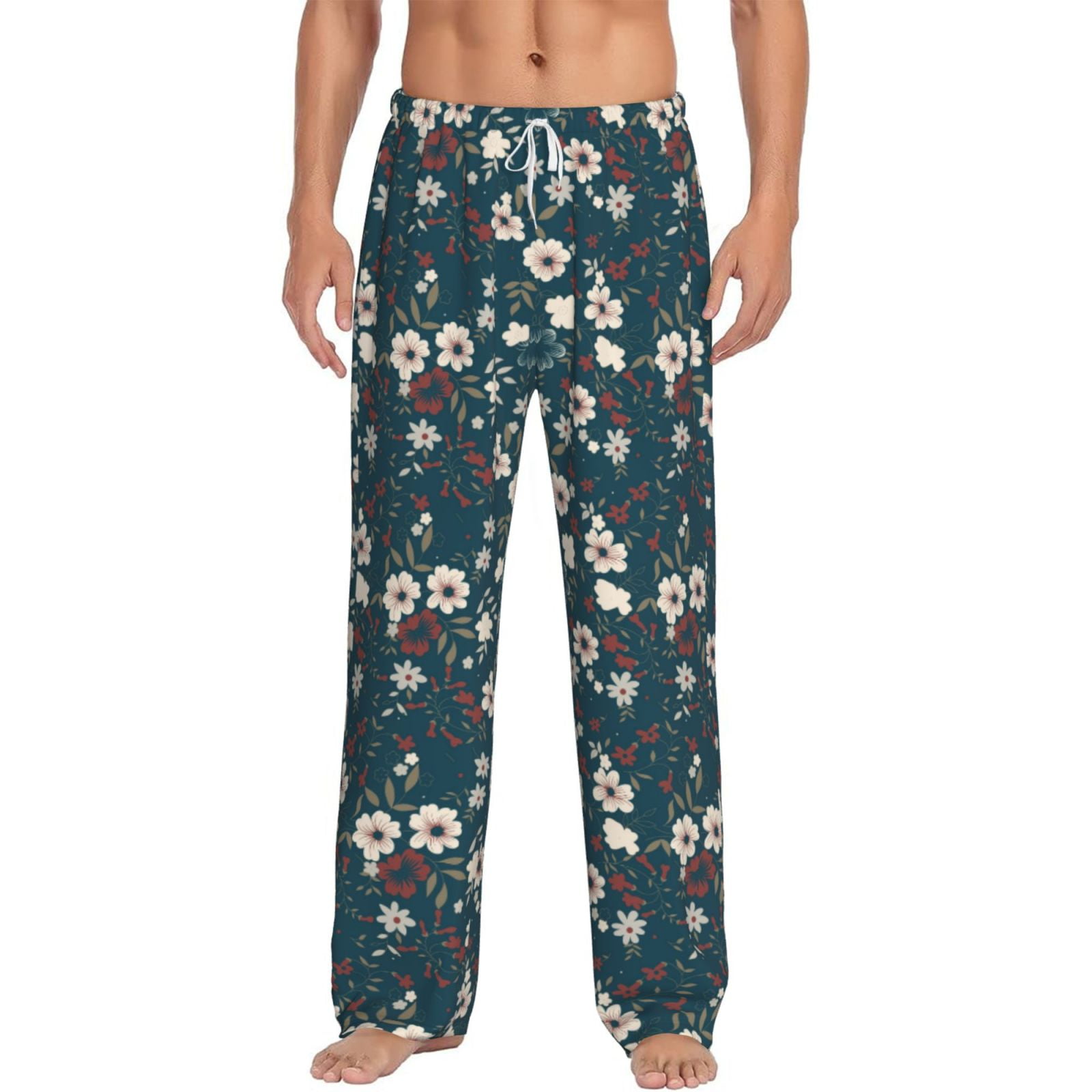Daiia Vintage Floral Men's Sleep Pant with Pockets and Drawstring ...