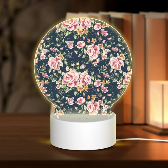 Daiia Vintage Floral Pattern Acrylic Night Light, LED Touch Light ...