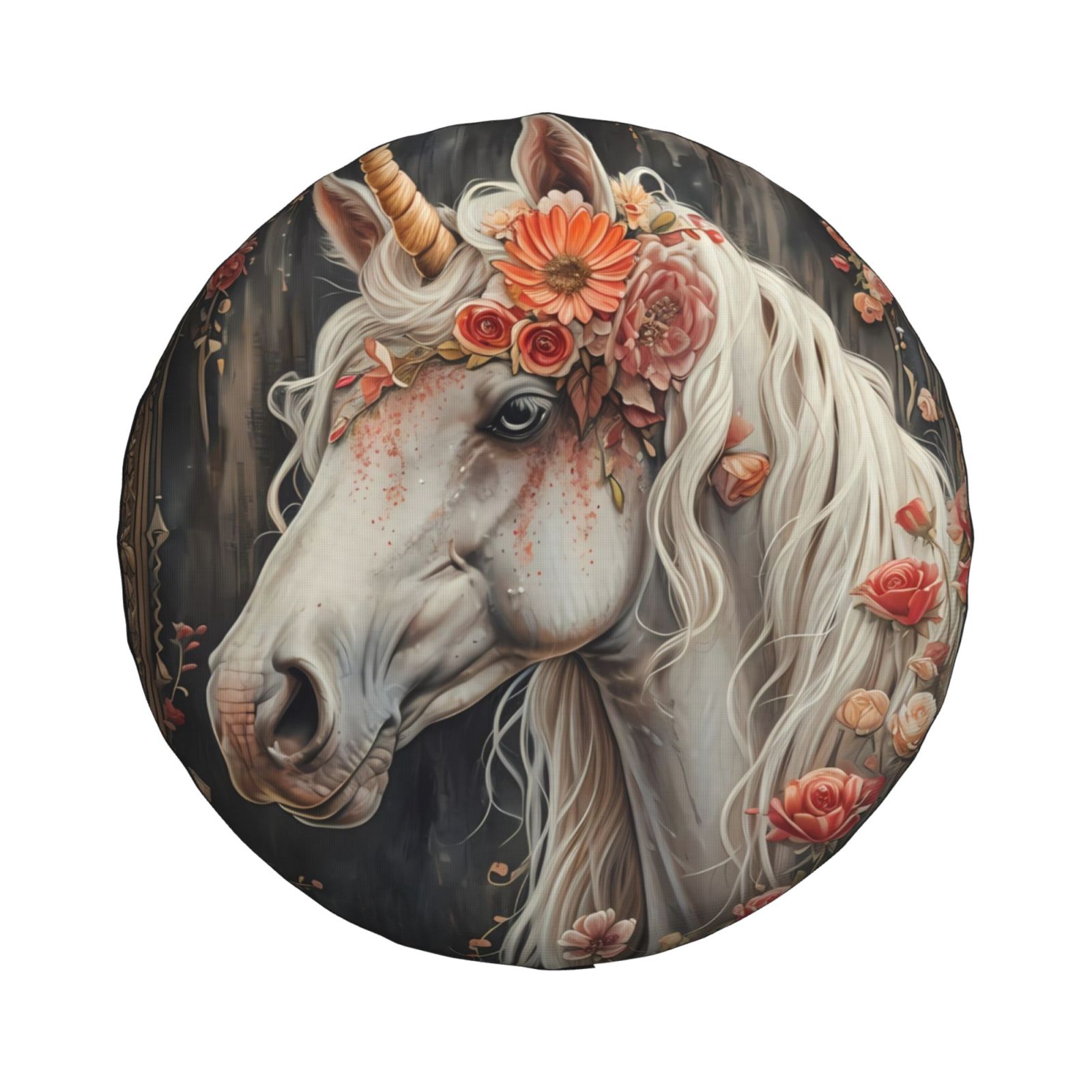 Daiia Vintage Floral White Horse Tire Covers , Travel Trailer Camper ...