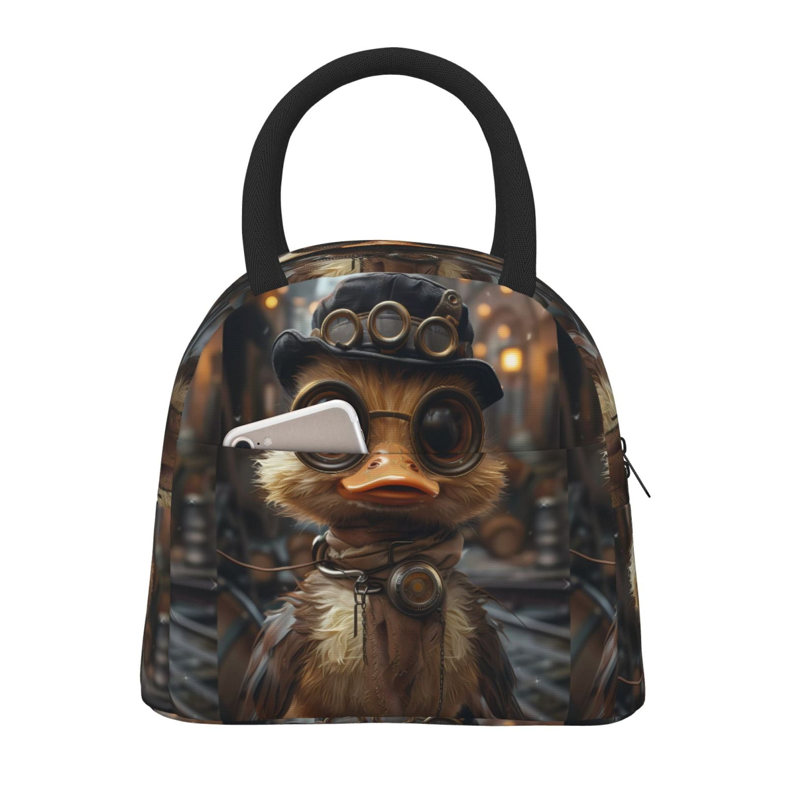 Daiia Vintage Gentleman Duck Pattern Lunch Bag , Insulated Lunch Box ...