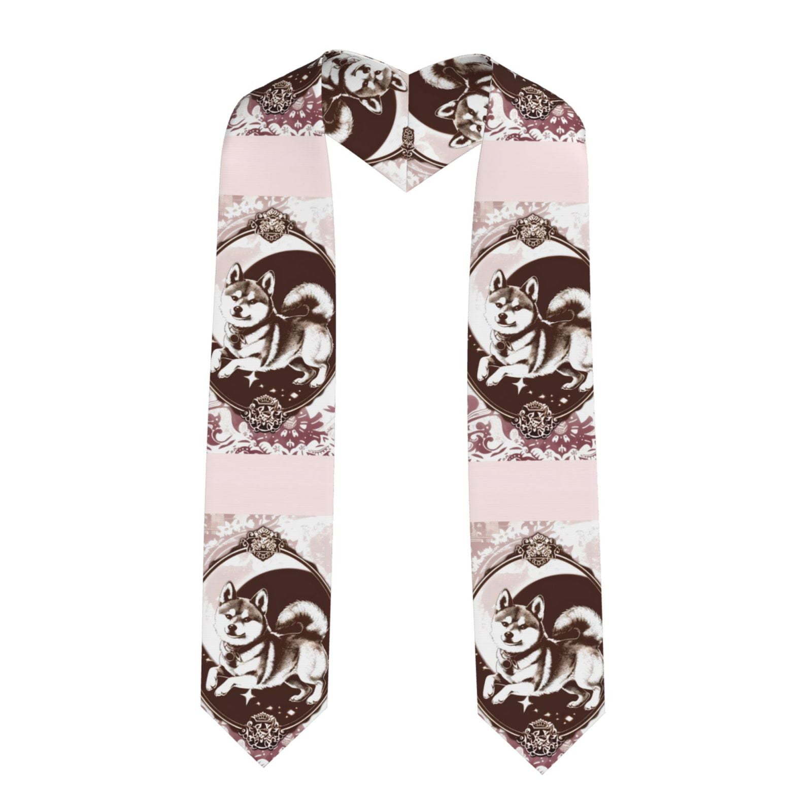 Daiia Vintage Husky Dog Pattern Graduation Shawl Stole – Satin ...