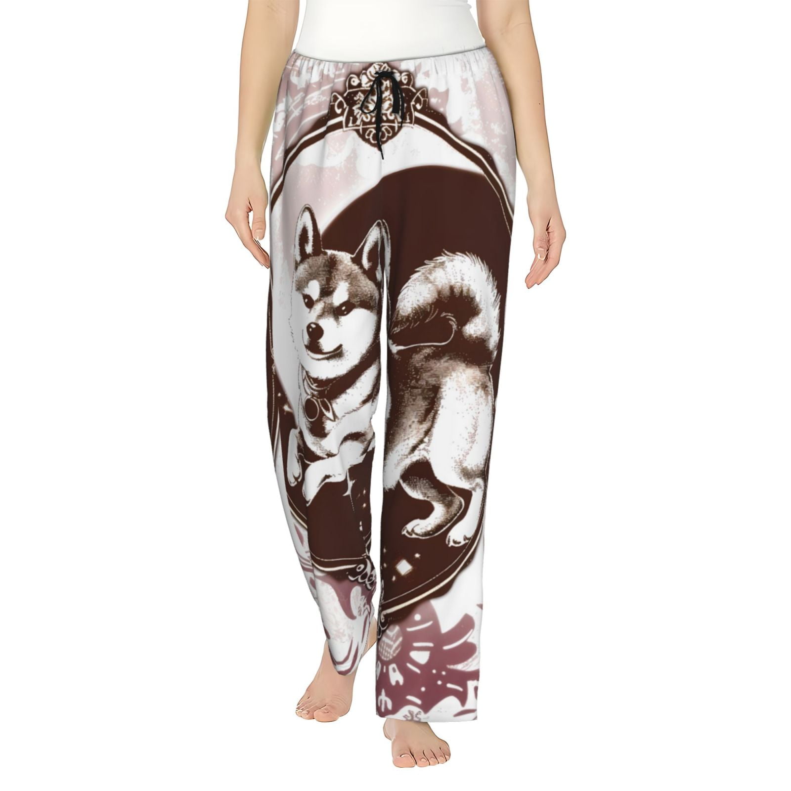 Daiia Vintage Husky Dog Women's Sleep Pant with Pockets and Drawstring ...