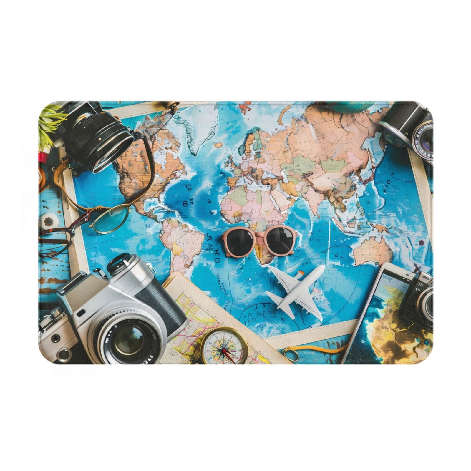 Daiia Vintage Map Travel Essentials Front Door Mat, Heavy Duty Durable ...