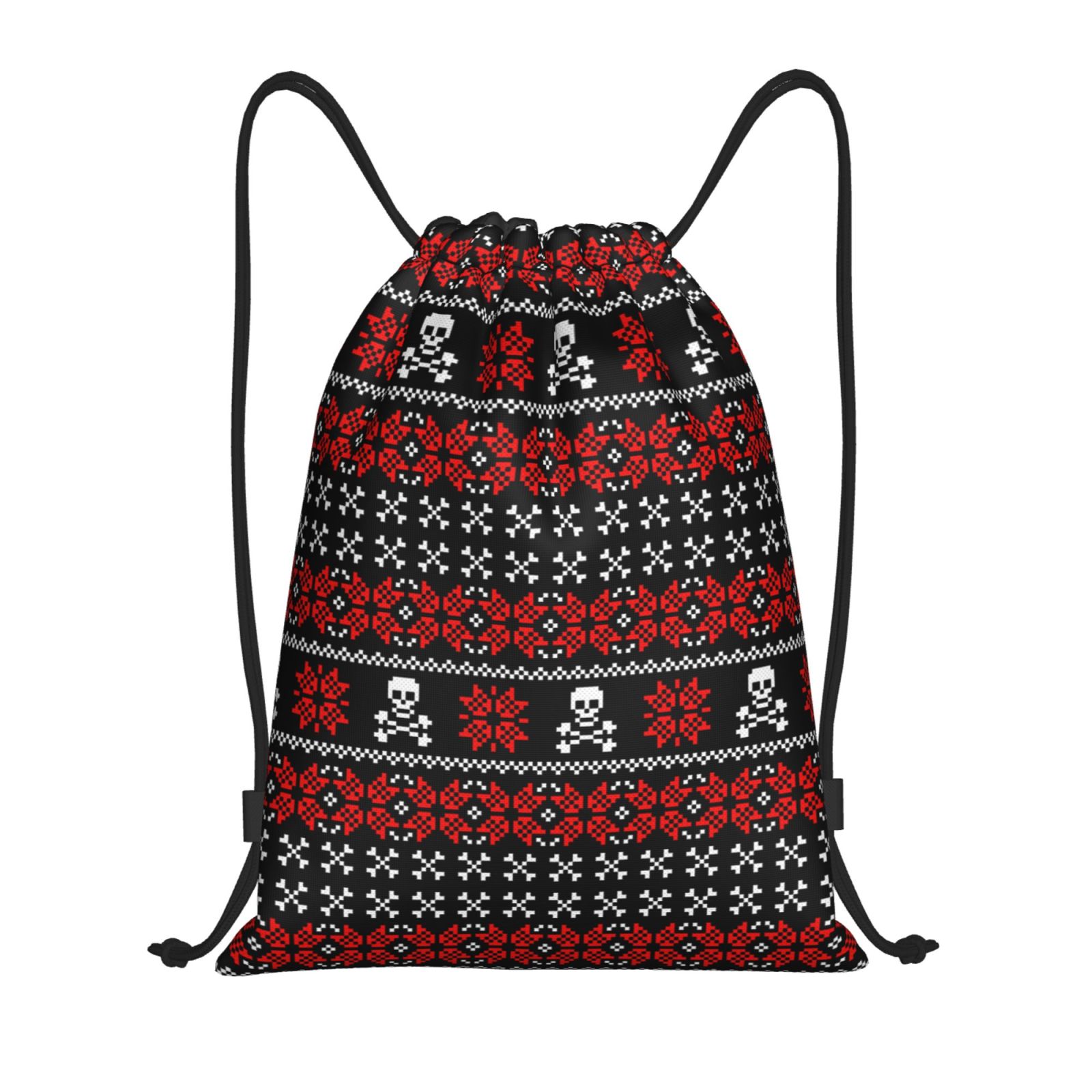 Daiia Vintage Maple Leaf with Skull Pattern Pattern Drawstring Backpack ...