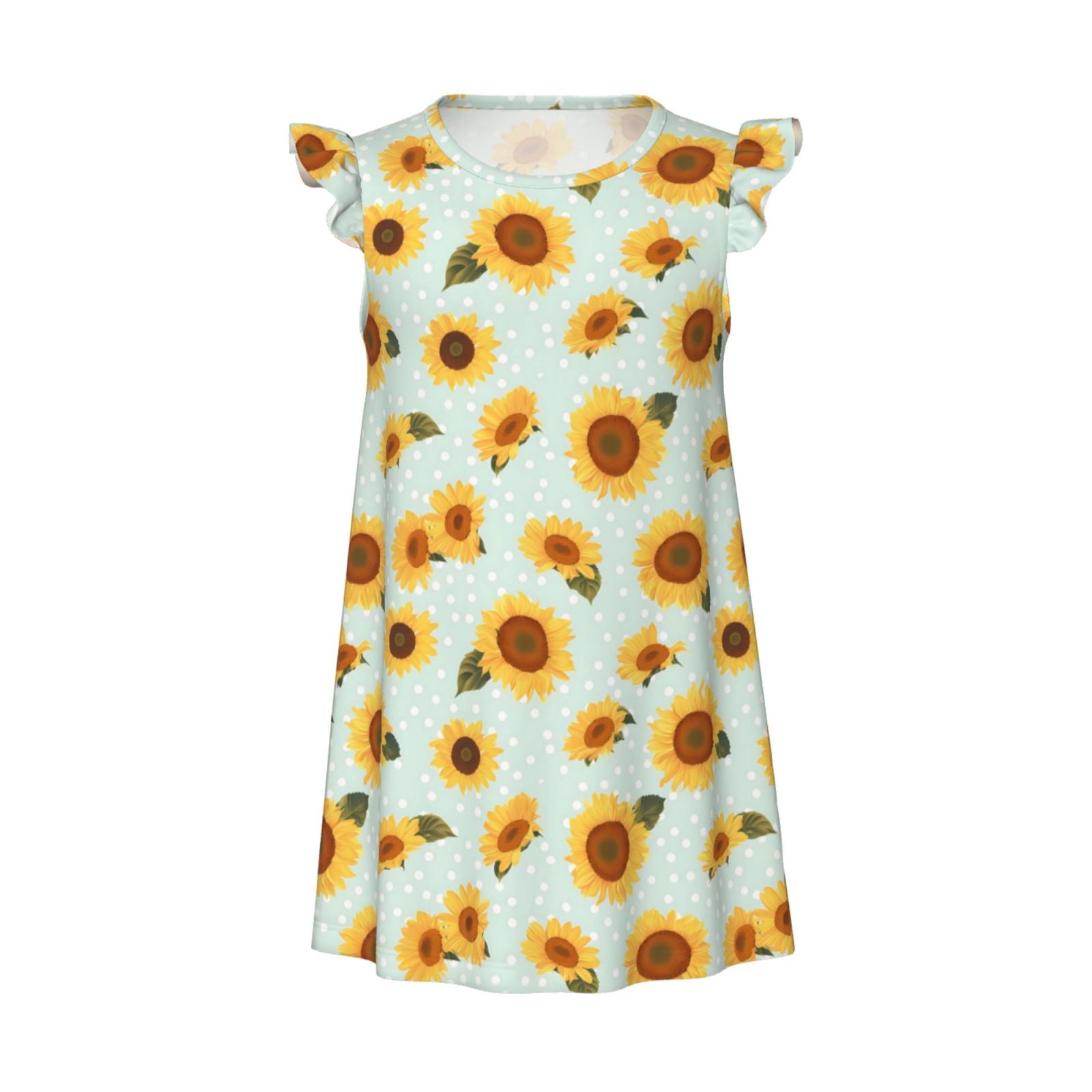 Daiia Vintage White Polka Dot Sunflower Girls Nightgowns, Unicorn ...