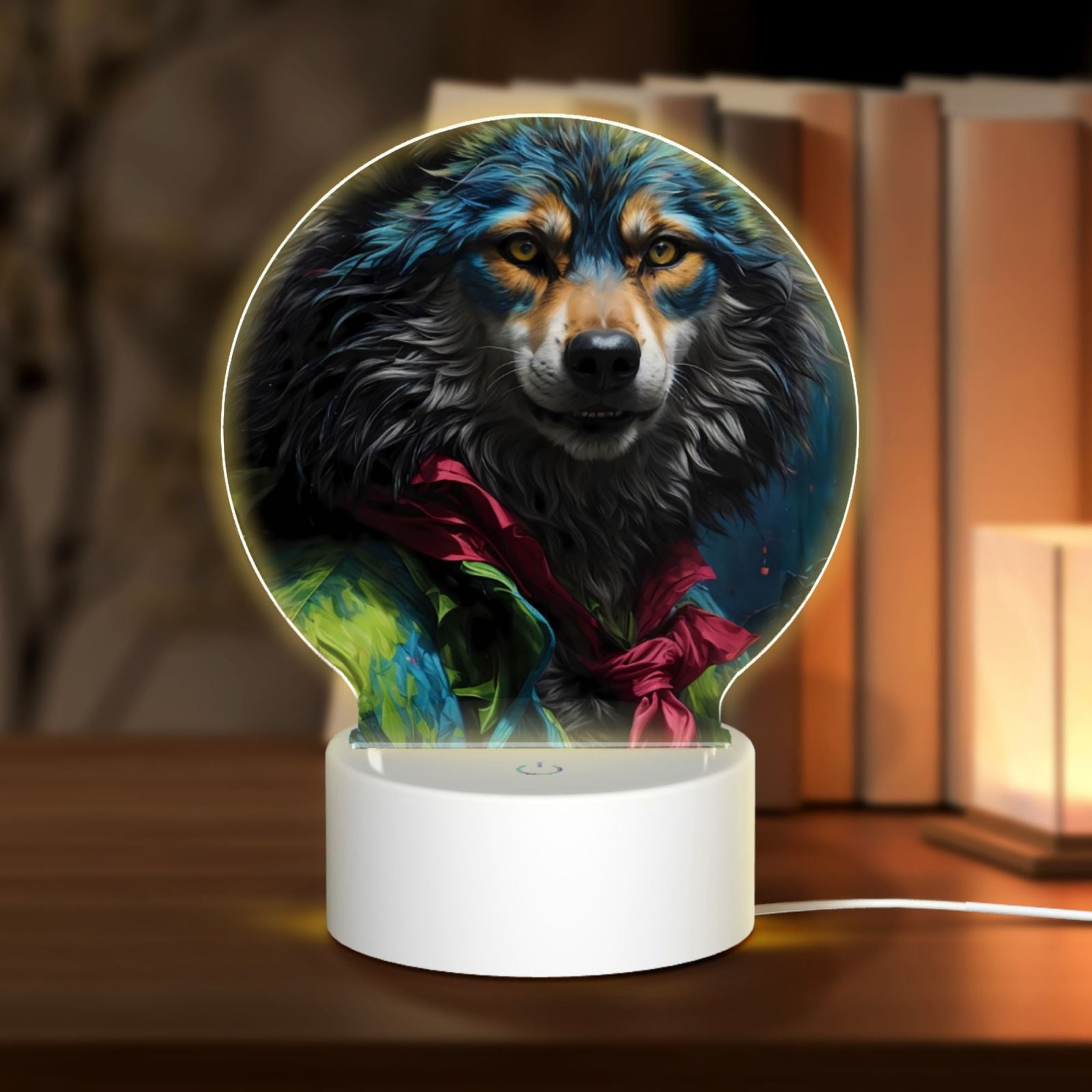 Daiia Vintage Wolf Warrior Pattern Acrylic Night Light, LED Touch Light ...