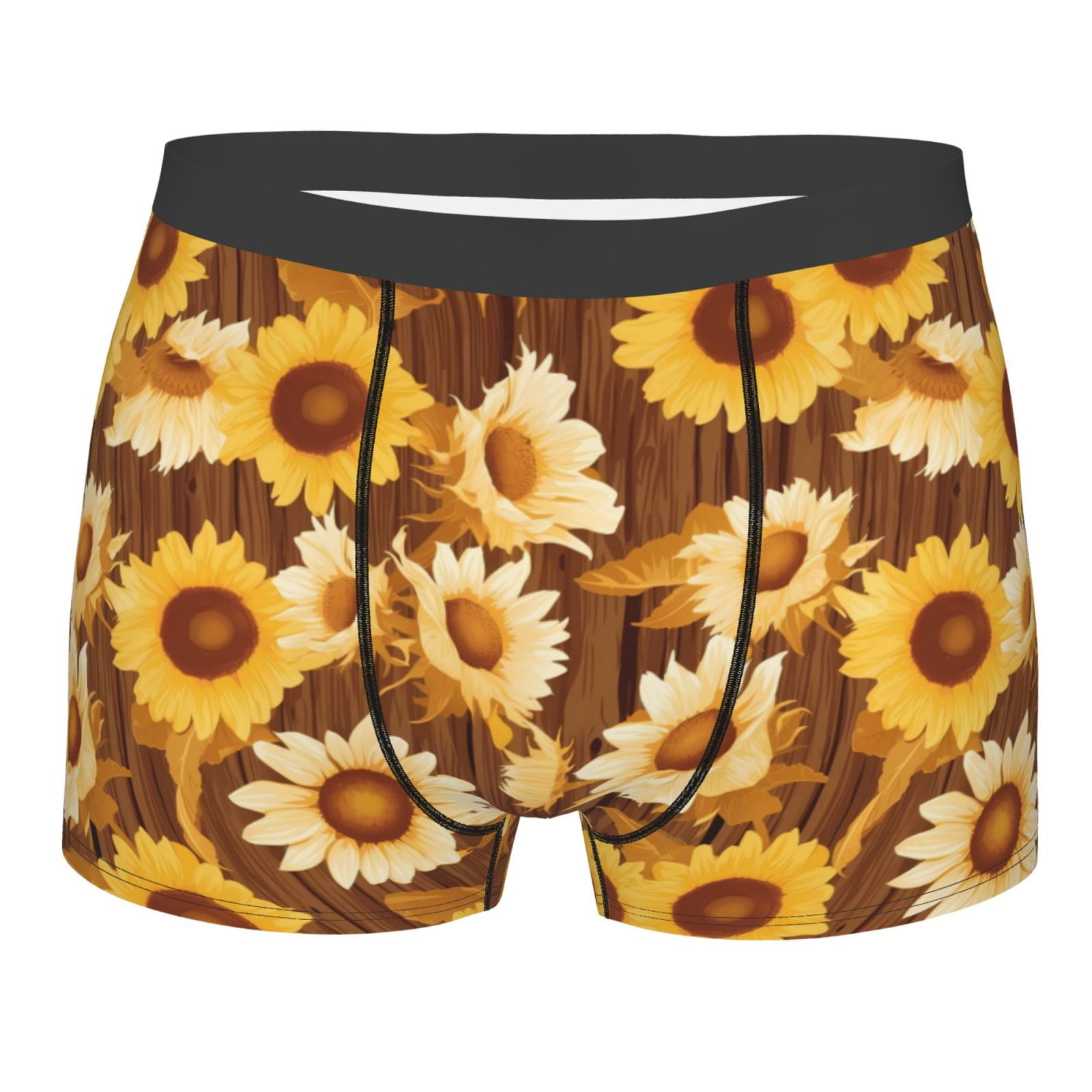 Daiia Vintage Wood Grain Sunflower B Men's Underwear Boxer Briefs ...