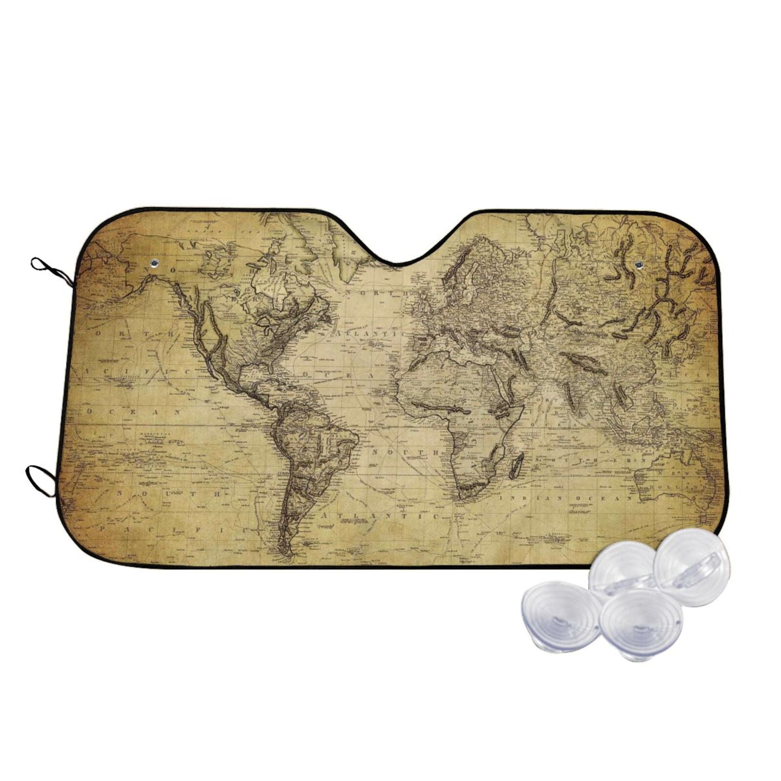 Daiia Vintage World Map Windshield Sun Shade for Car SUV Truck (Small ...