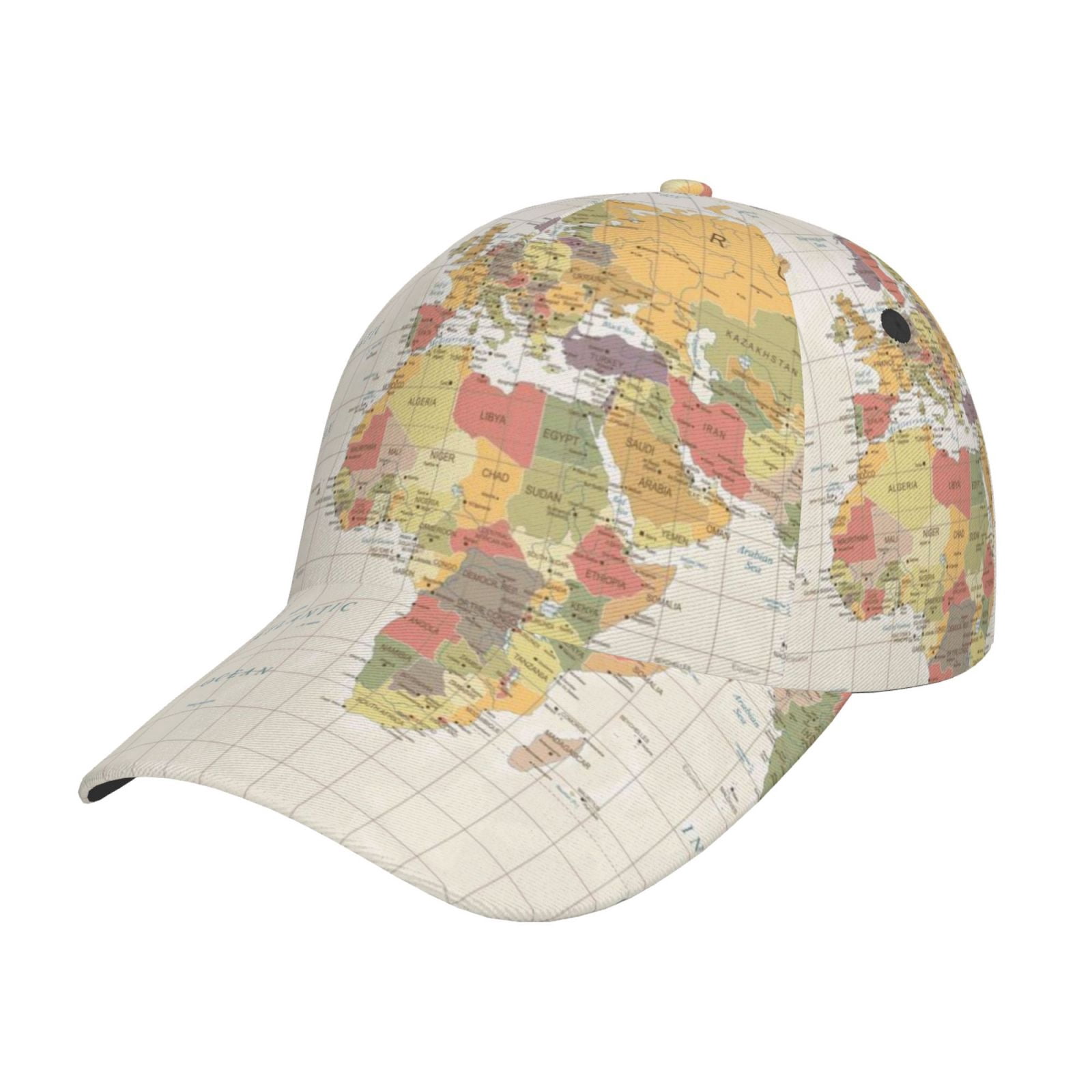 Daiia Vintage World Map1 Baseball Cap Men Women Classic Adjustable For ...