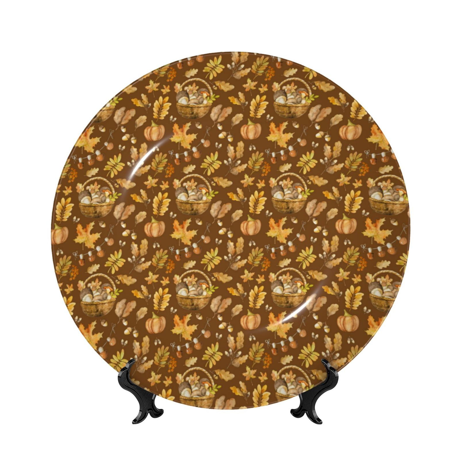 Daiia Vintage fall harvest basket Printed Pattern Ceramic Plate Dinner ...