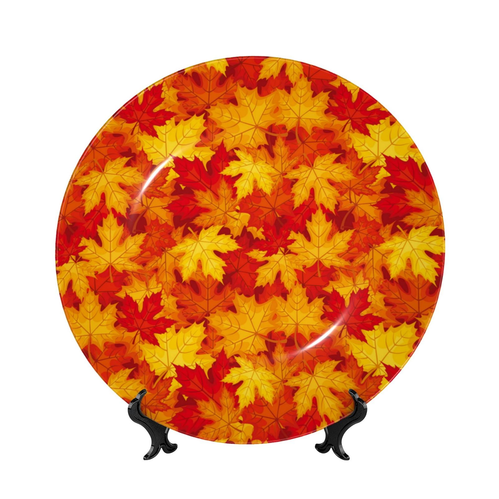 Daiia Vintage maple leaves autumn Printed Pattern Ceramic Plate Dinner ...