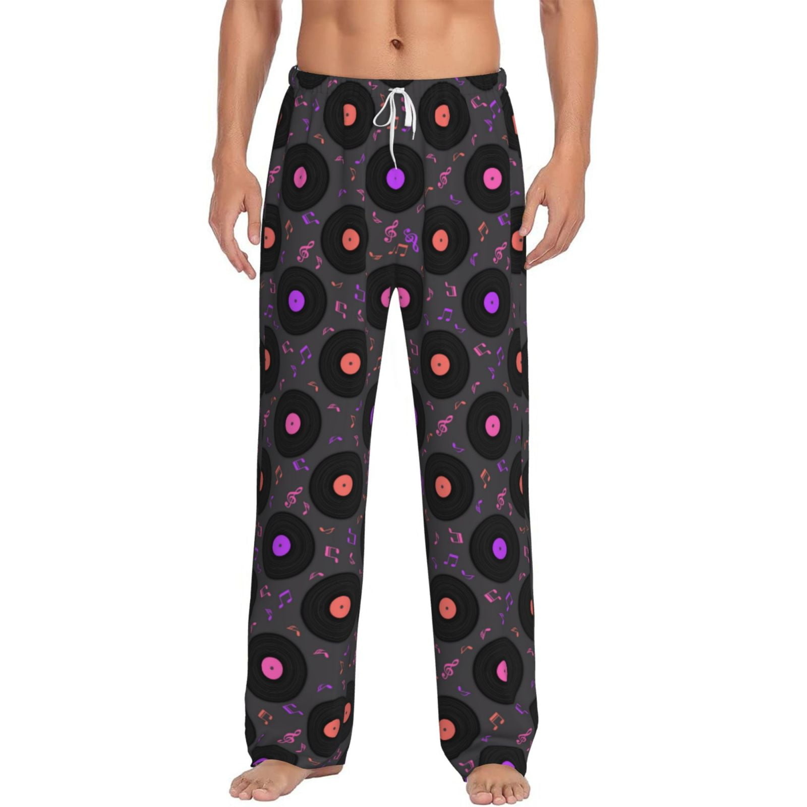 Daiia Vinyl Records Musical Notes Men's Sleep Pant with Pockets and ...