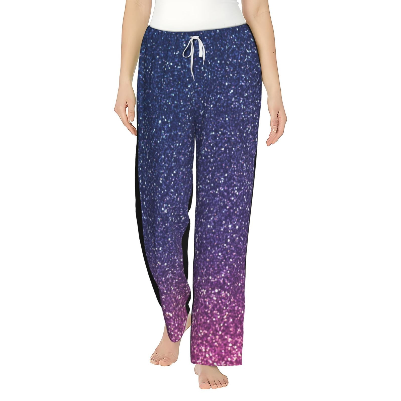Daiia Violet Glitter Women's Sleep Pant with Pockets and Drawstring ...