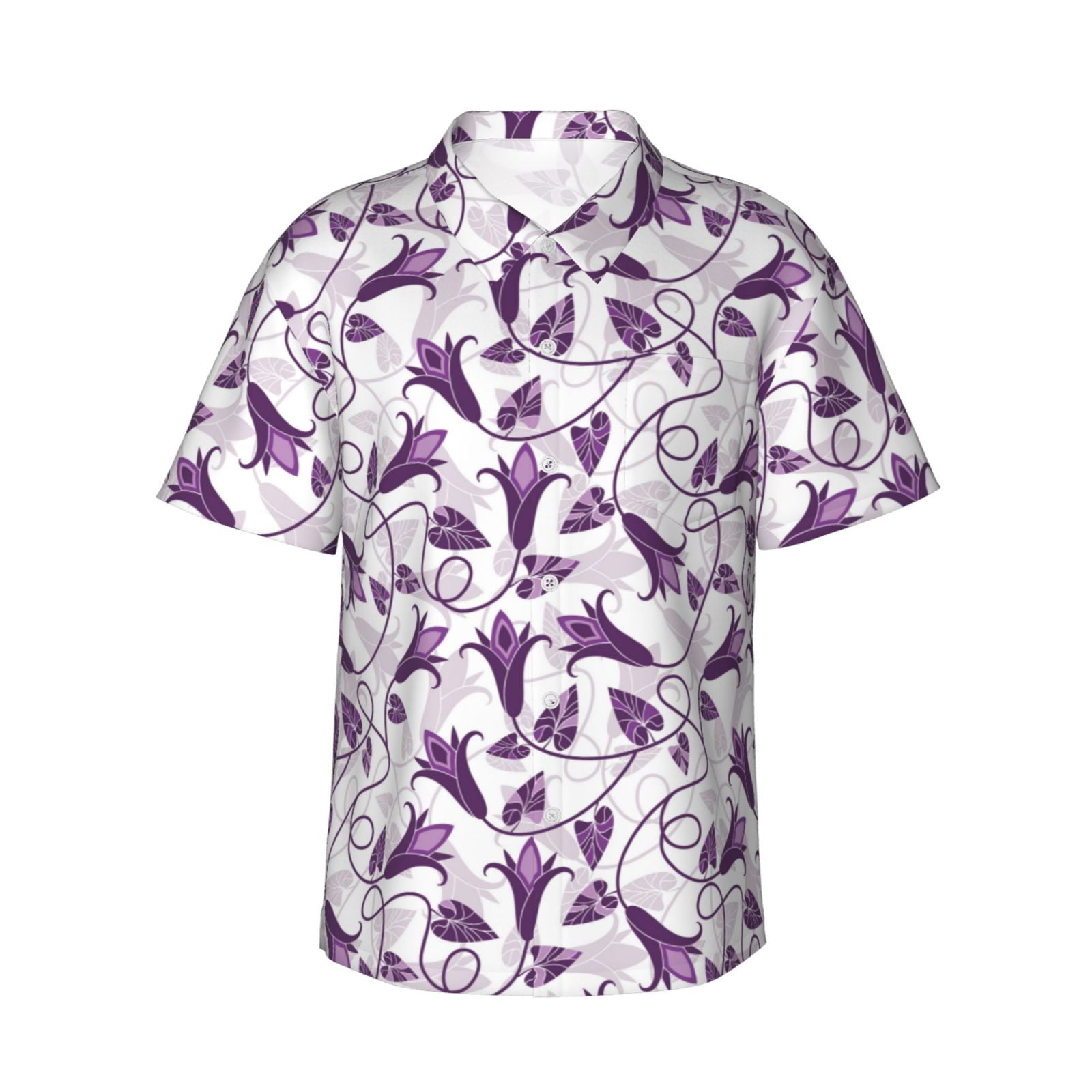 Daiia Violets Flowers Hawaiian Shirt for Men Gentle Cotton Regular ...