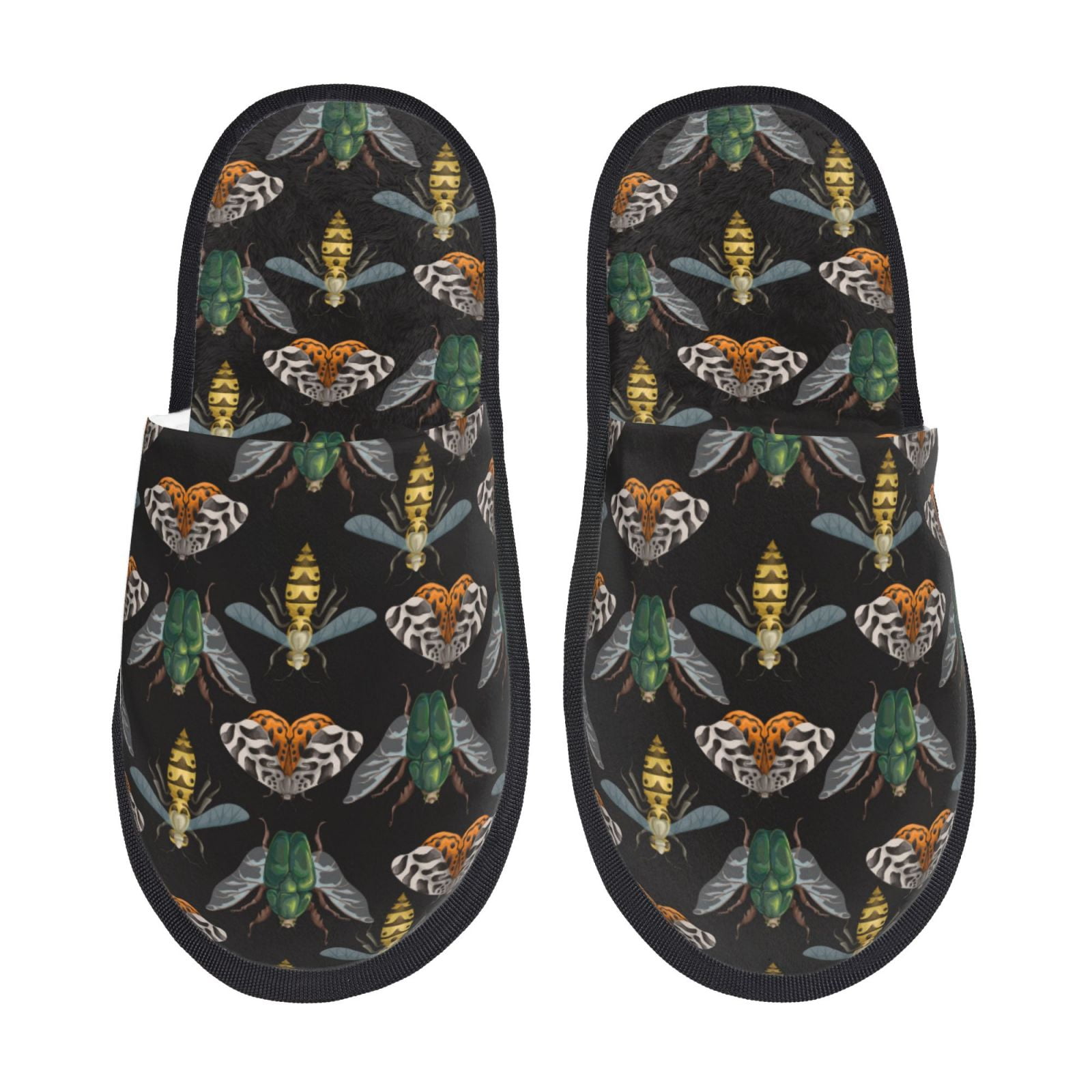 Daiia Wasp Cockchafer Butterfly Pattern Furry Slippers for Women and ...