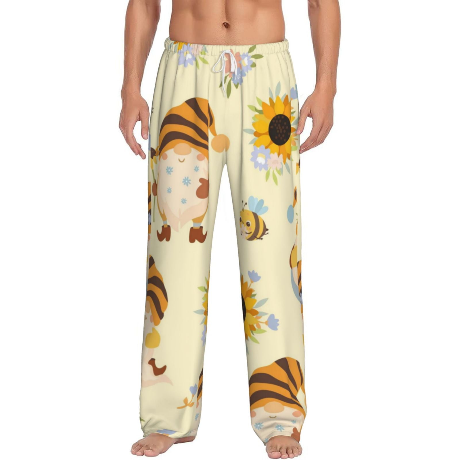 Daiia Watercolor Bee Honey Honeycomb Bee Men's Sleep Pant with Pockets ...