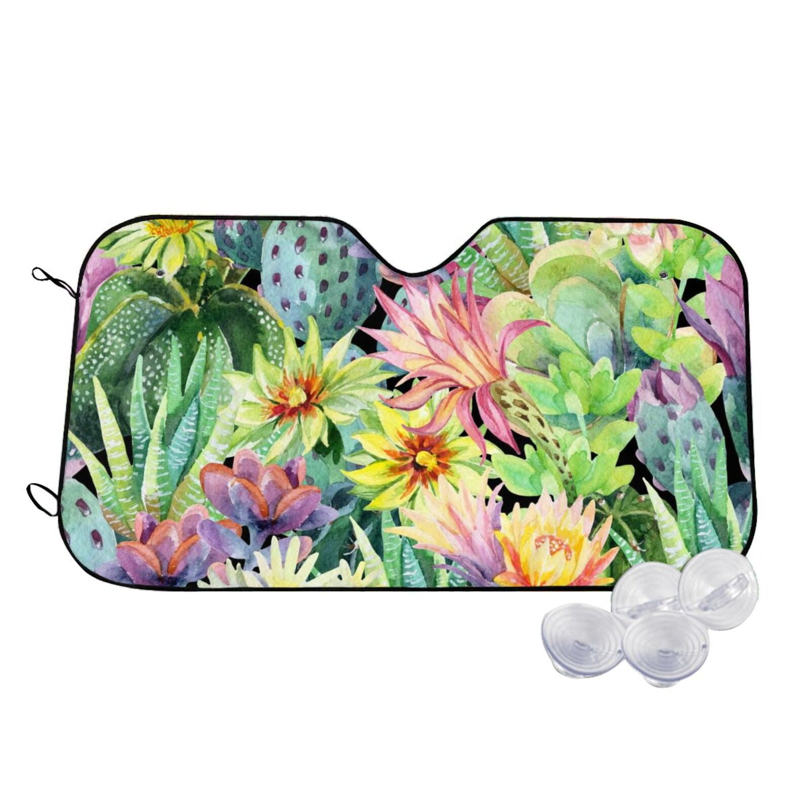 Daiia Watercolor Blooming Cactus Windshield Sun Shade for Car SUV Truck ...