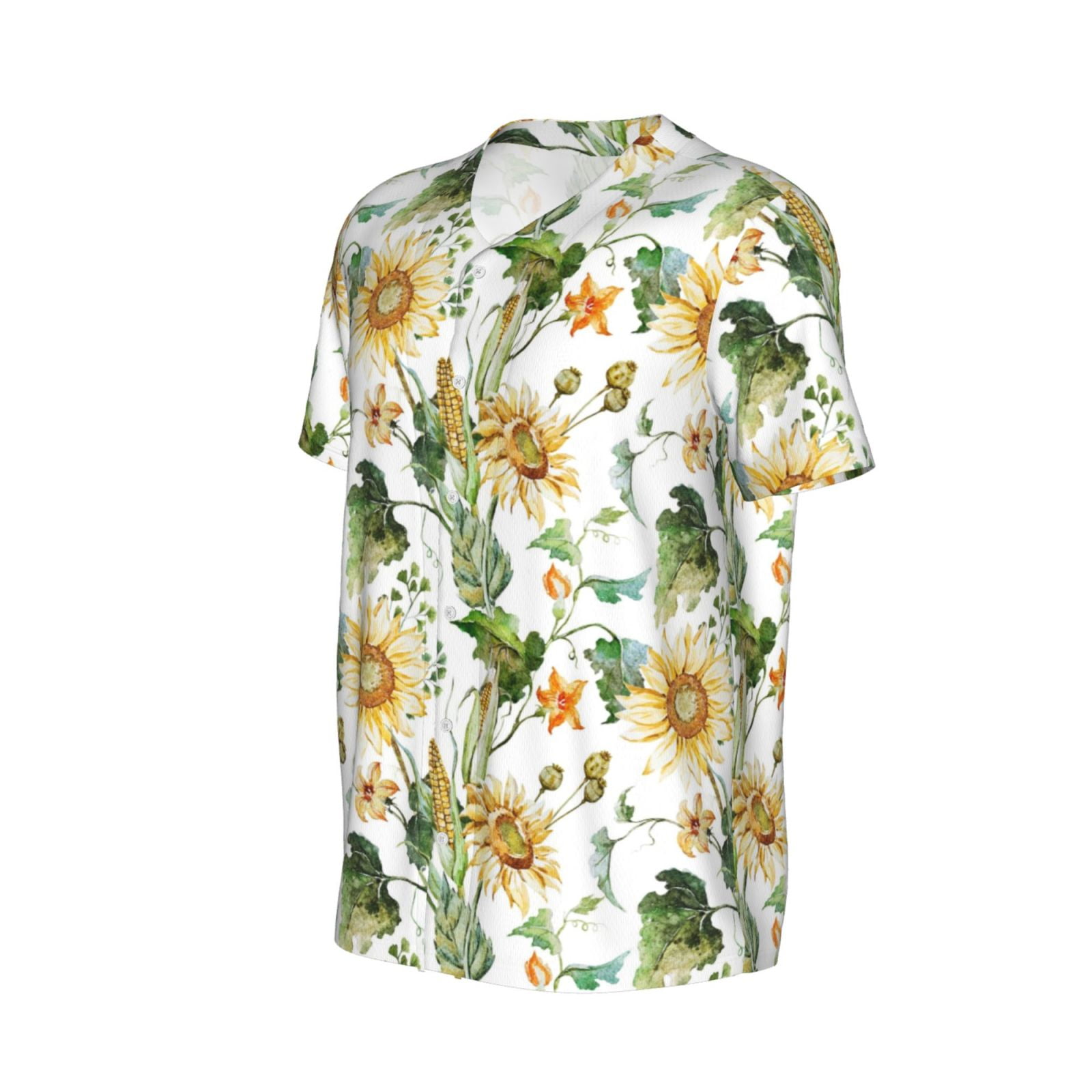 Daiia Watercolor Bright Sunflowers Mens Baseball Jersey Button Down ...
