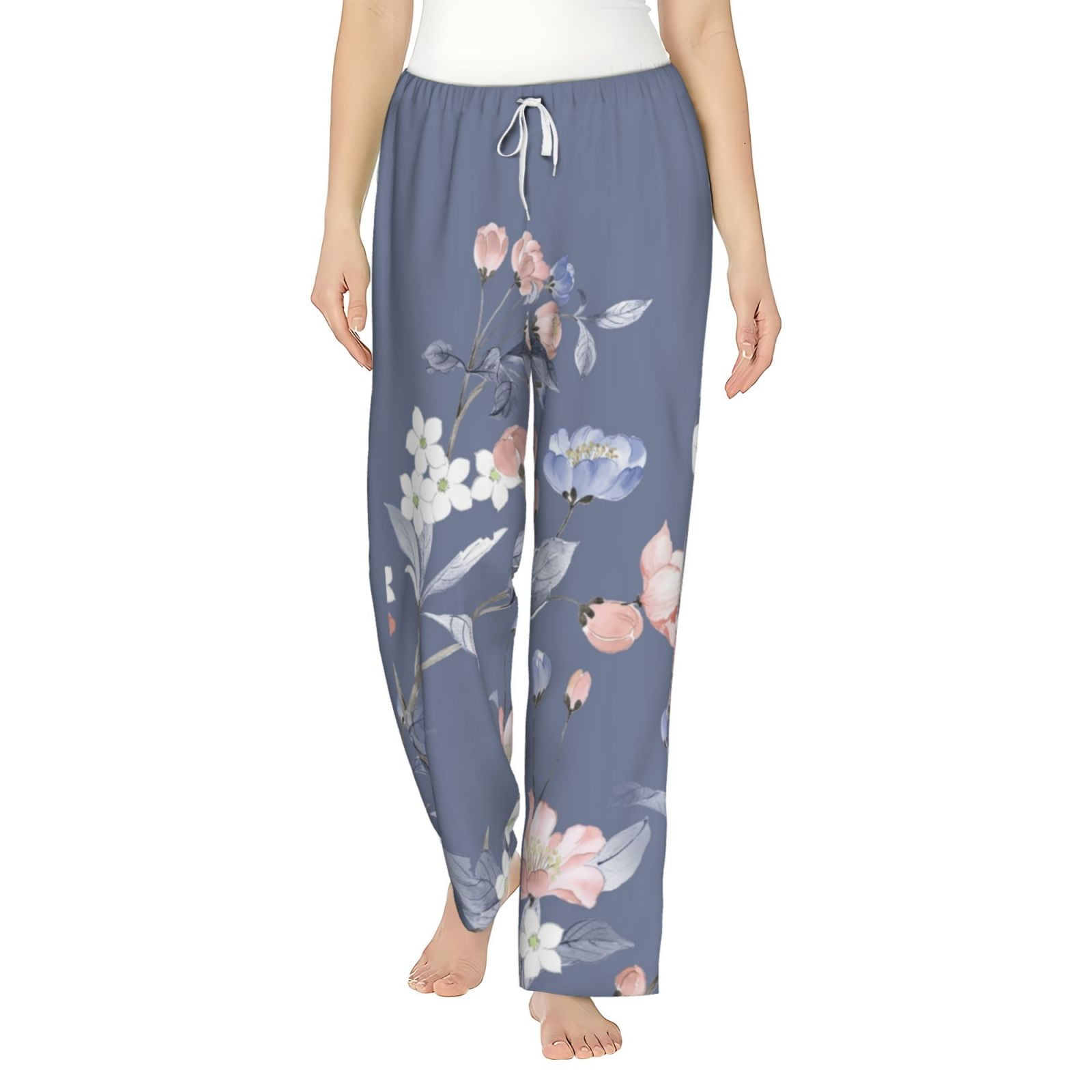 Daiia Watercolor Flowers Butterfly Women's Sleep Pant with Pockets and ...