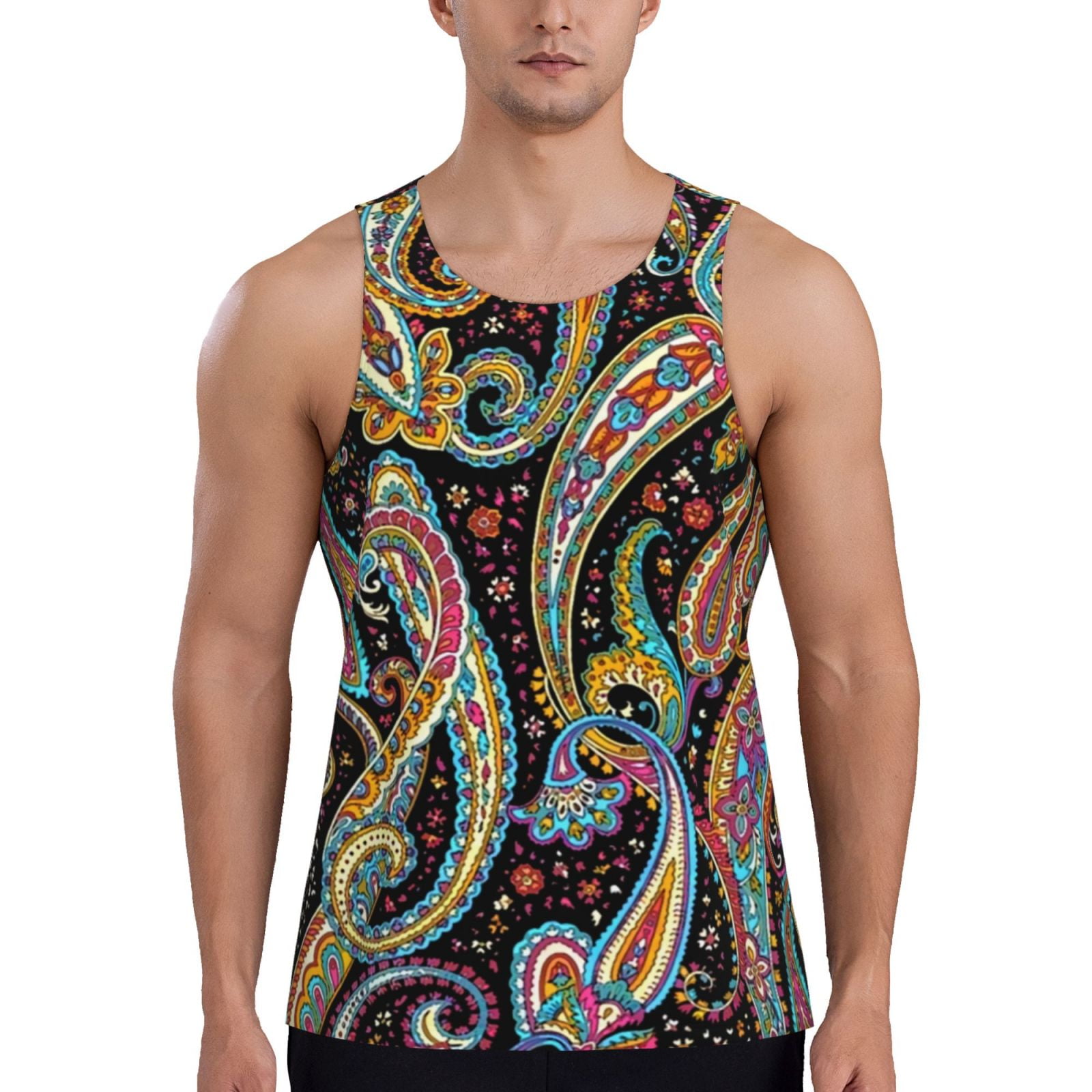 Daiia Watercolor Romantic Paisley Printed Men's Quick Dry Fit Muscle ...