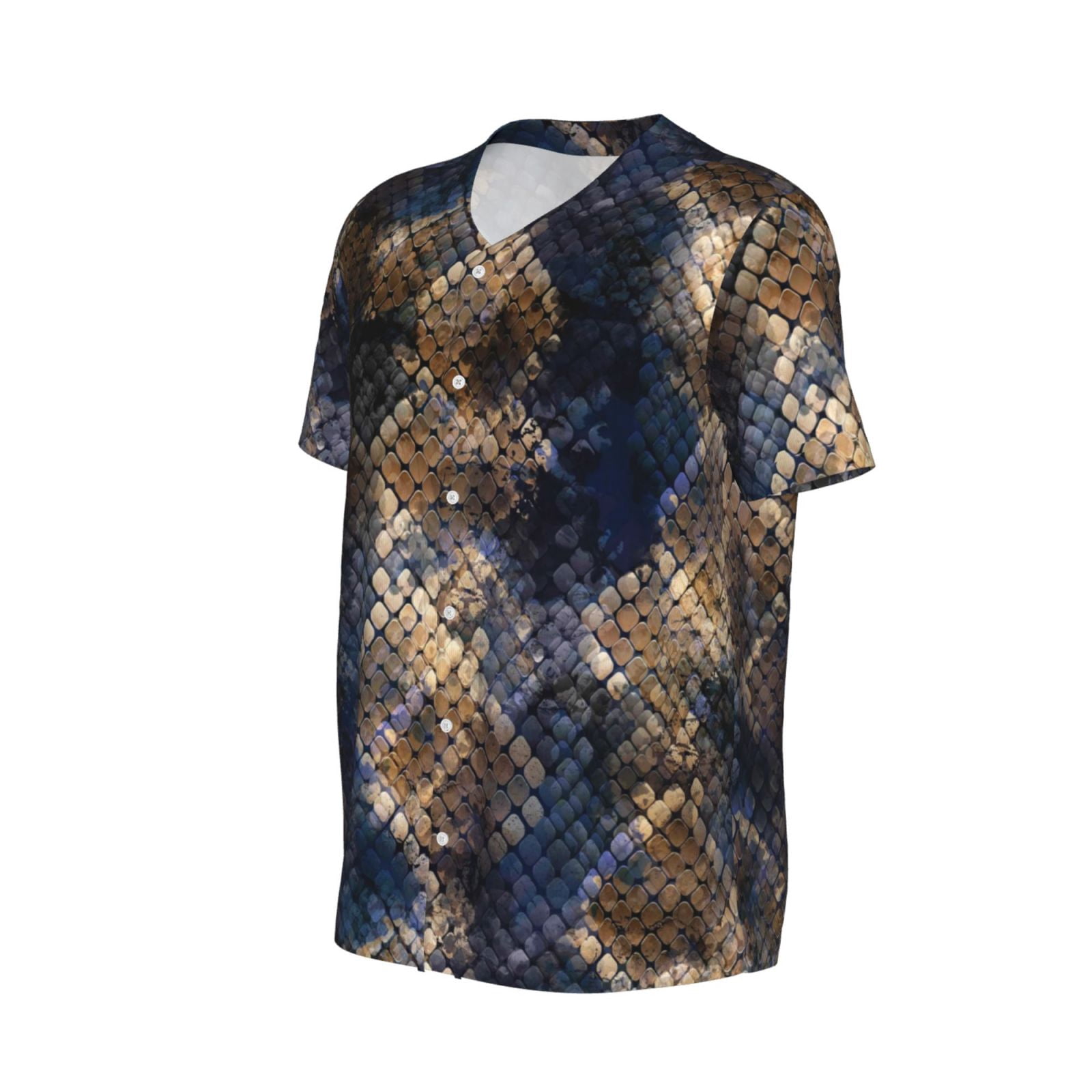 Daiia Watercolor Snake Skin Mens Baseball Jersey Button Down Shirts ...
